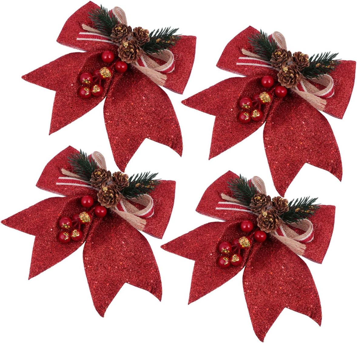 Christmas Tree Ribbon Bows 4pcs Christmas Bow Decoration Christmas Bow ...