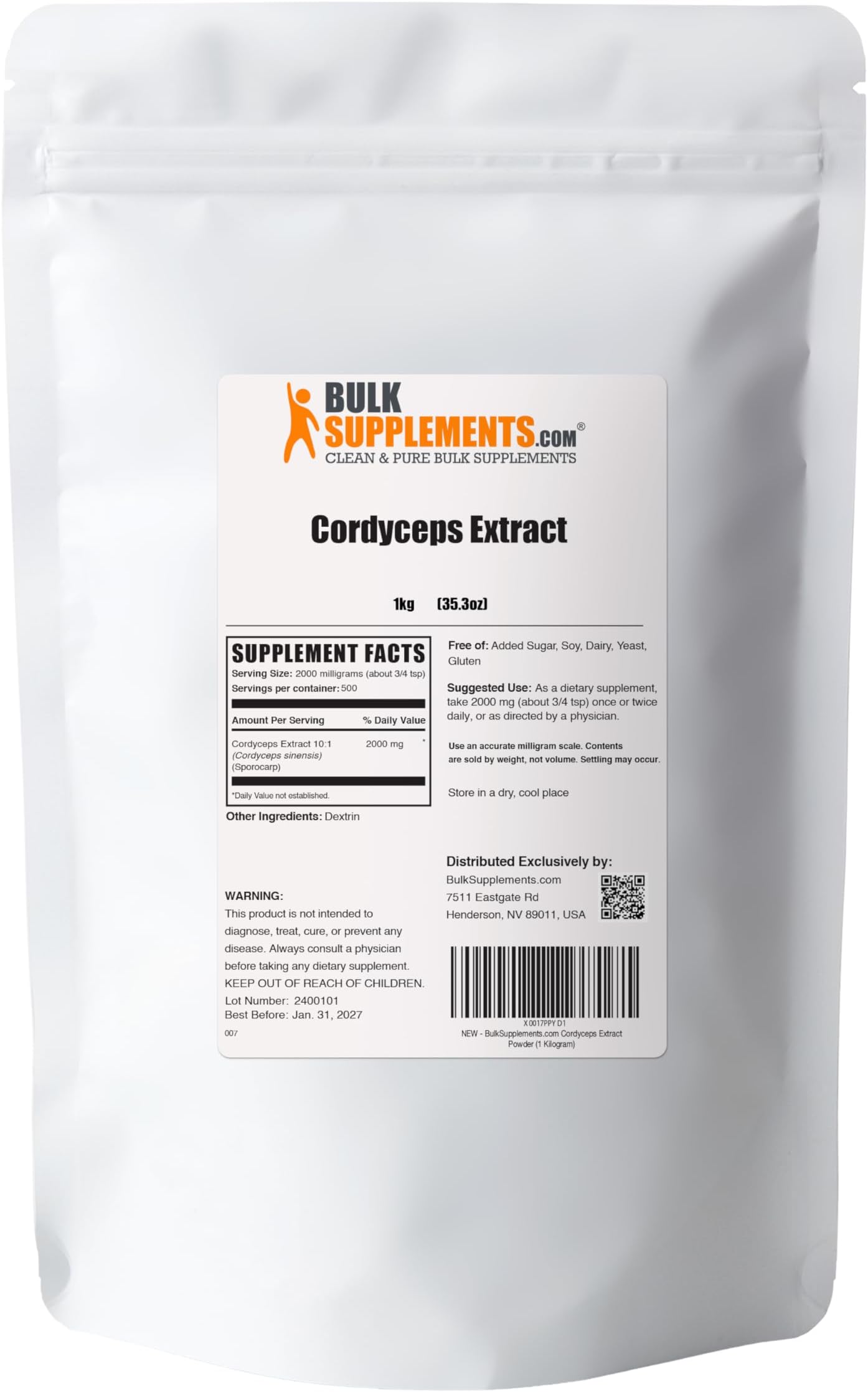 Amazon.com: BulkSupplements.com Cordyceps Mushroom Extract Powder ...