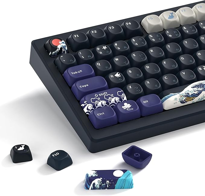 Amazon.com: Womier PBT Black Keyboard Keycaps, Japanese MOA Keycaps for ...