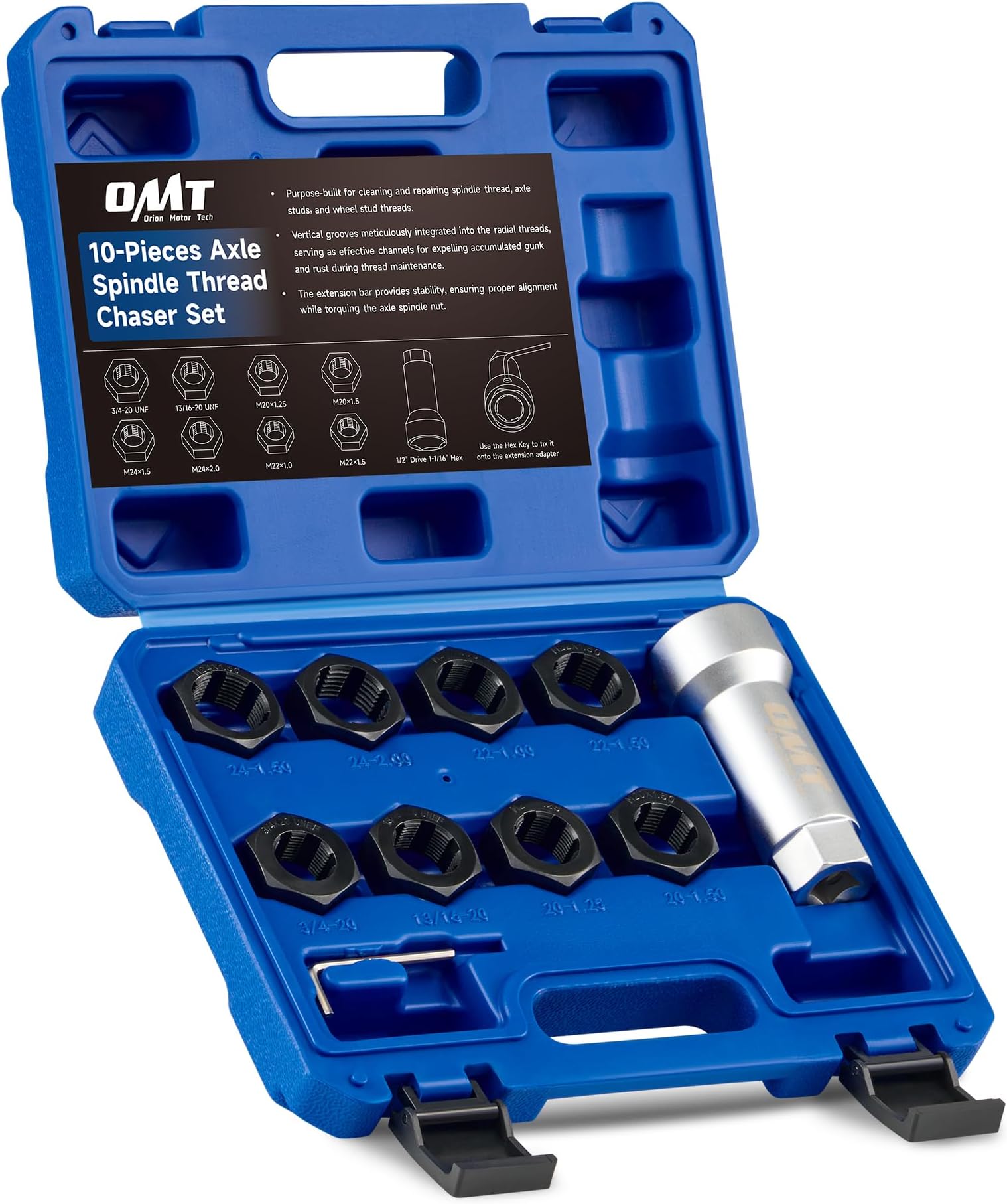 Amazon.com: Orion Motor Tech 10pc Axle Spindle Threading Set, Axle ...