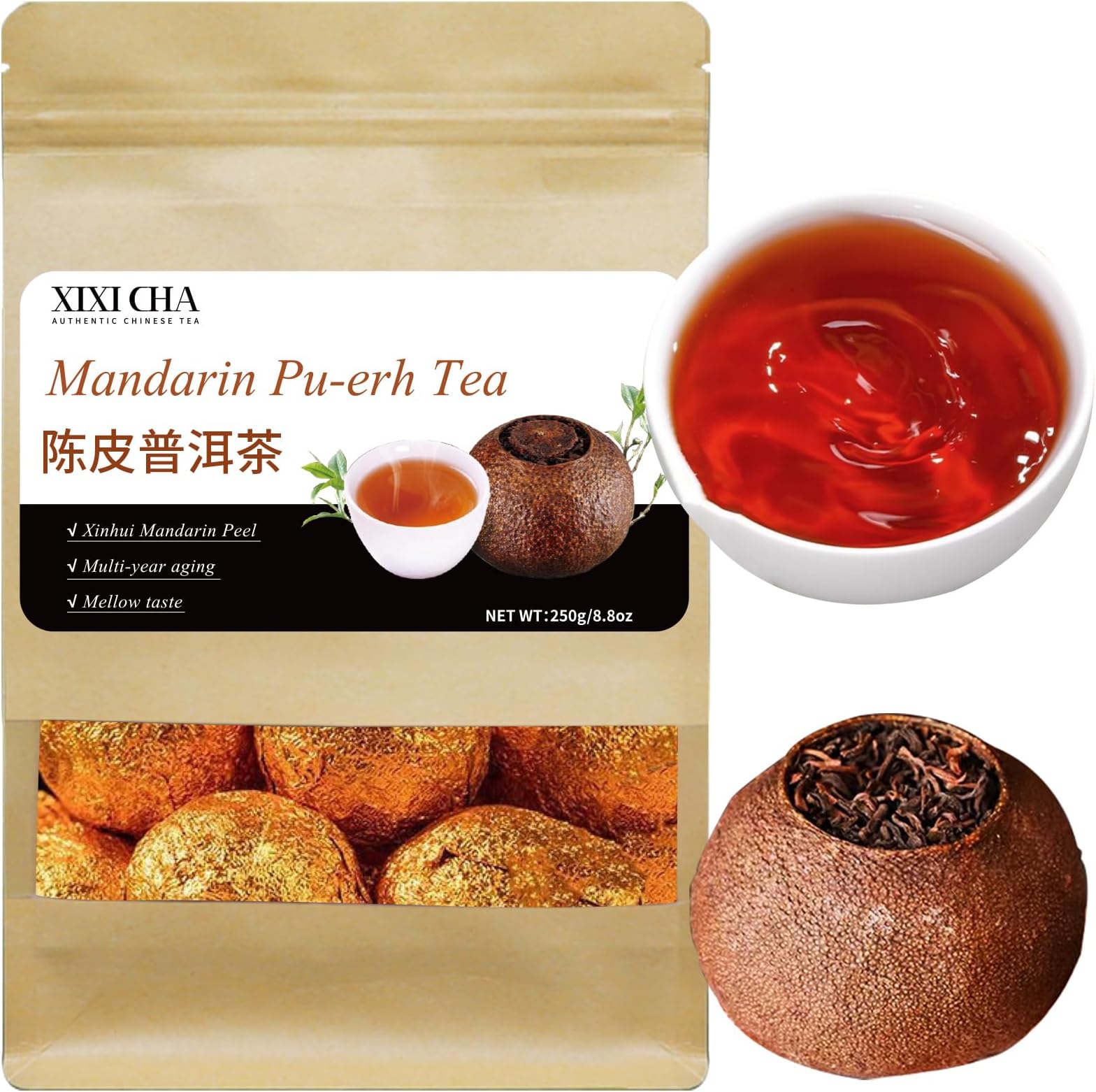 Amazon.com : XIXICHA Pearls Xinhui Mandarin Pu-erh Tea 8.8oz/250g ...