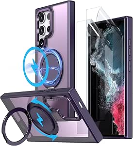 Amazon.co.jp: HCXLYP Samsung Galaxy S22 Ultra/S23 Ultra ケース MagSafe対応 多機能360度回転スタンド 縦横両対応 リング ...