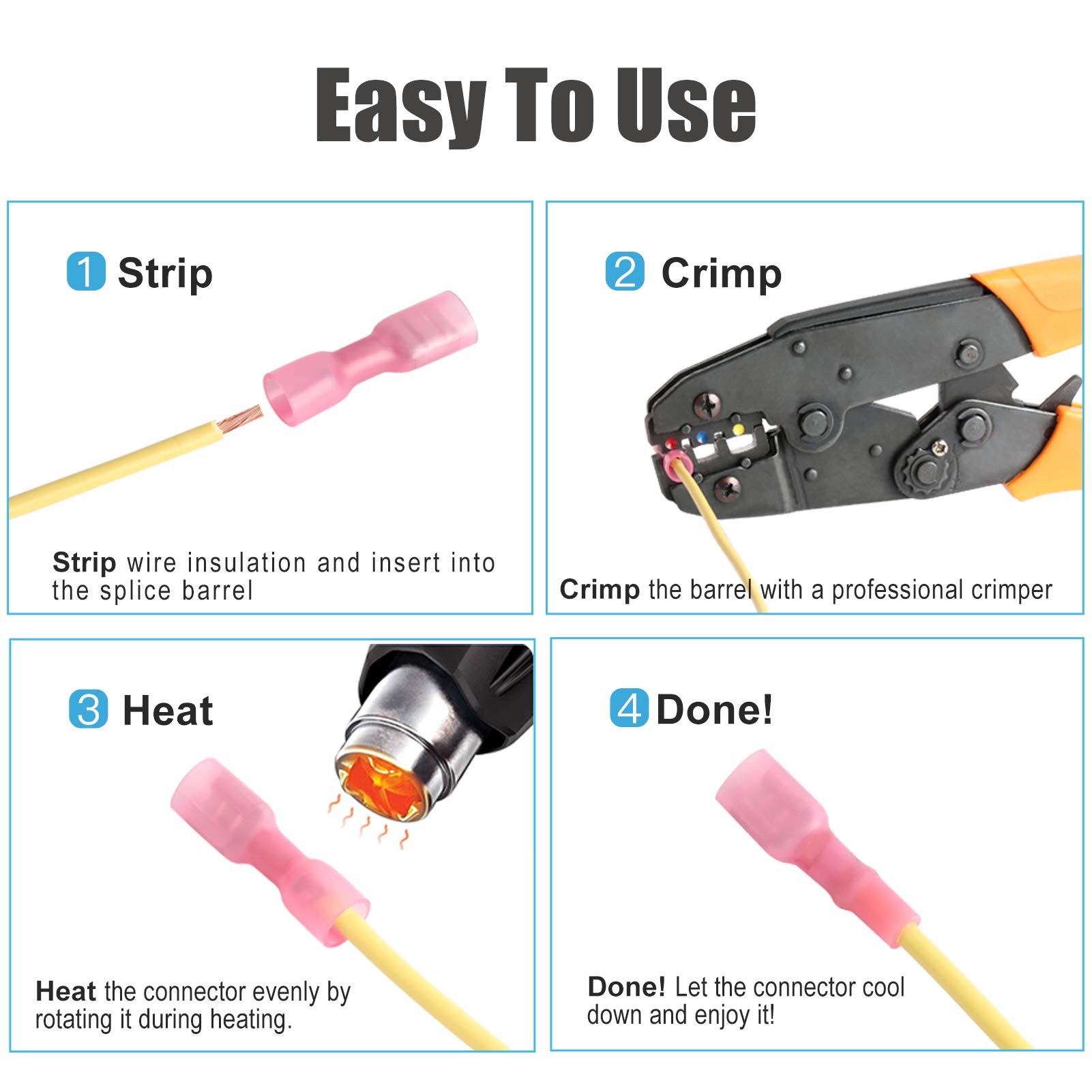 Snapklik.com : AIRIC Heat Shrink Spade Connectors Female Red Spade ...