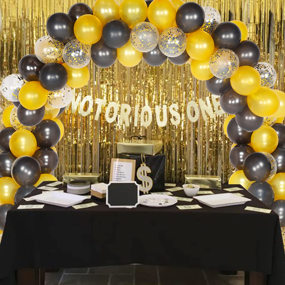 Buy Notorious One Birthday Decorations Boy - Black and Gold Balloon ...