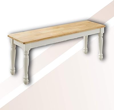 Amazon.com - Boraam Farmhouse Bench, White/Natural - Table Benches