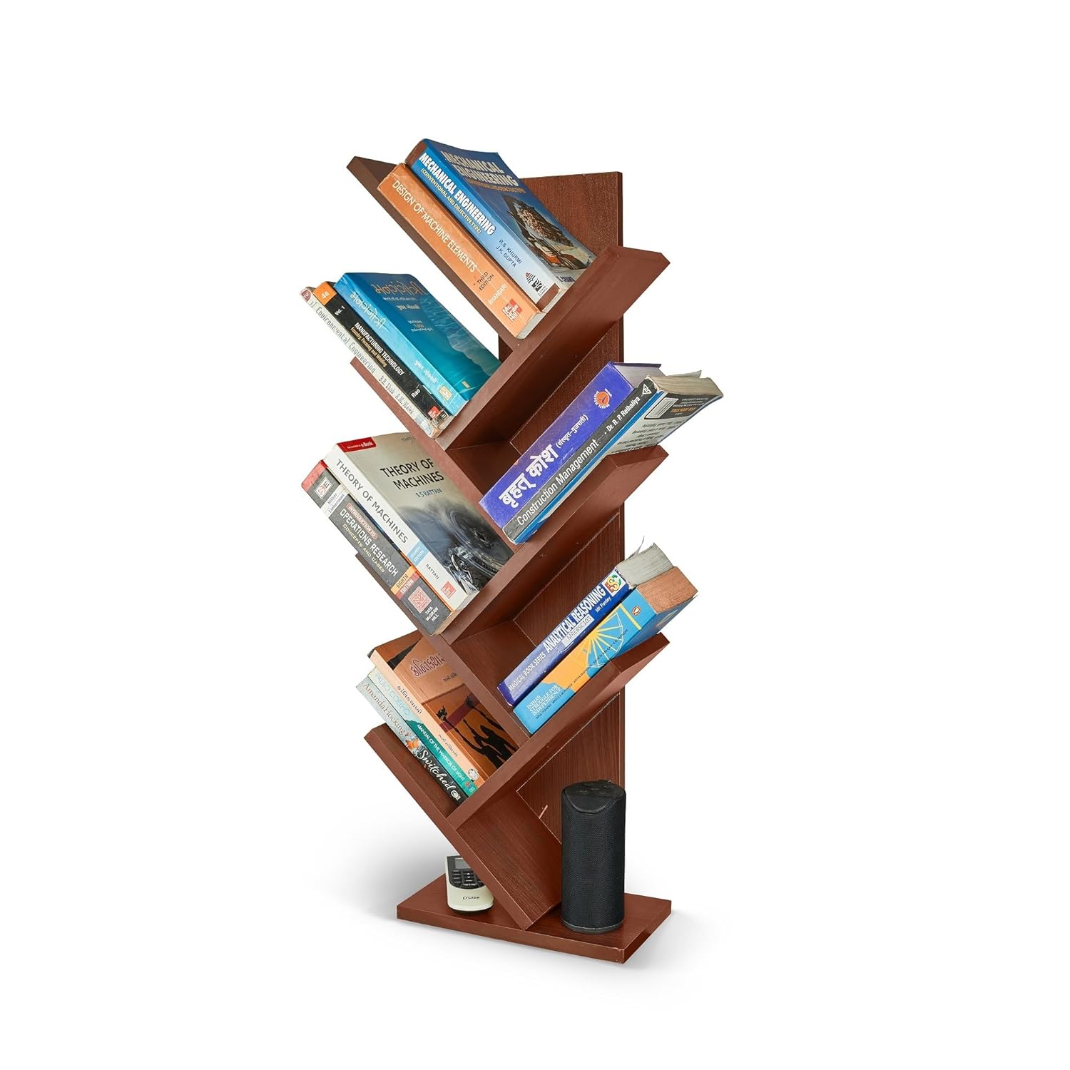 Wrolavi® Engineered Wood Bookshelf Bookcase with Drawer and Natural ...