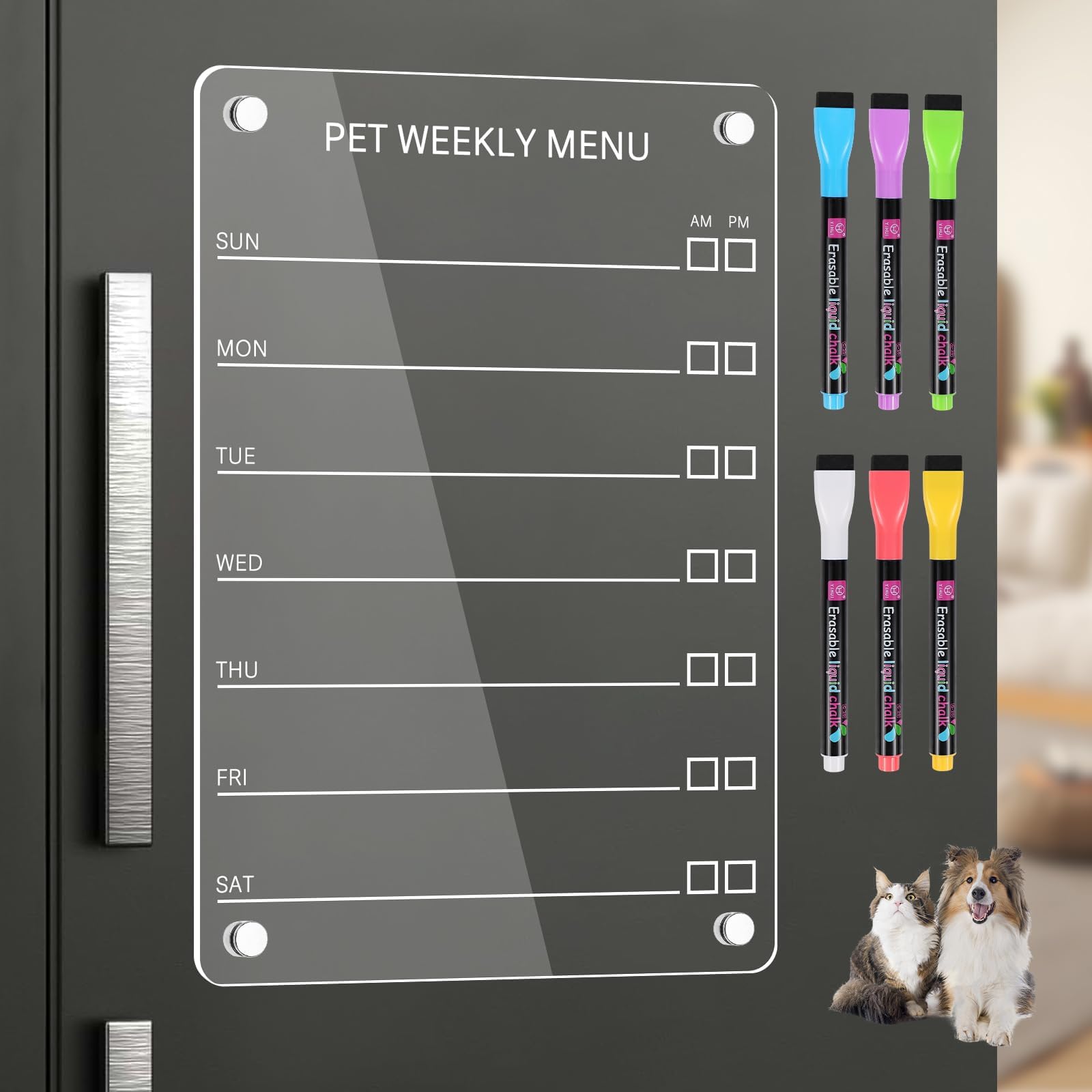 Amazon.com : Shyldeva Acrylic Magnetic Weekly Pet Meal Planner for ...