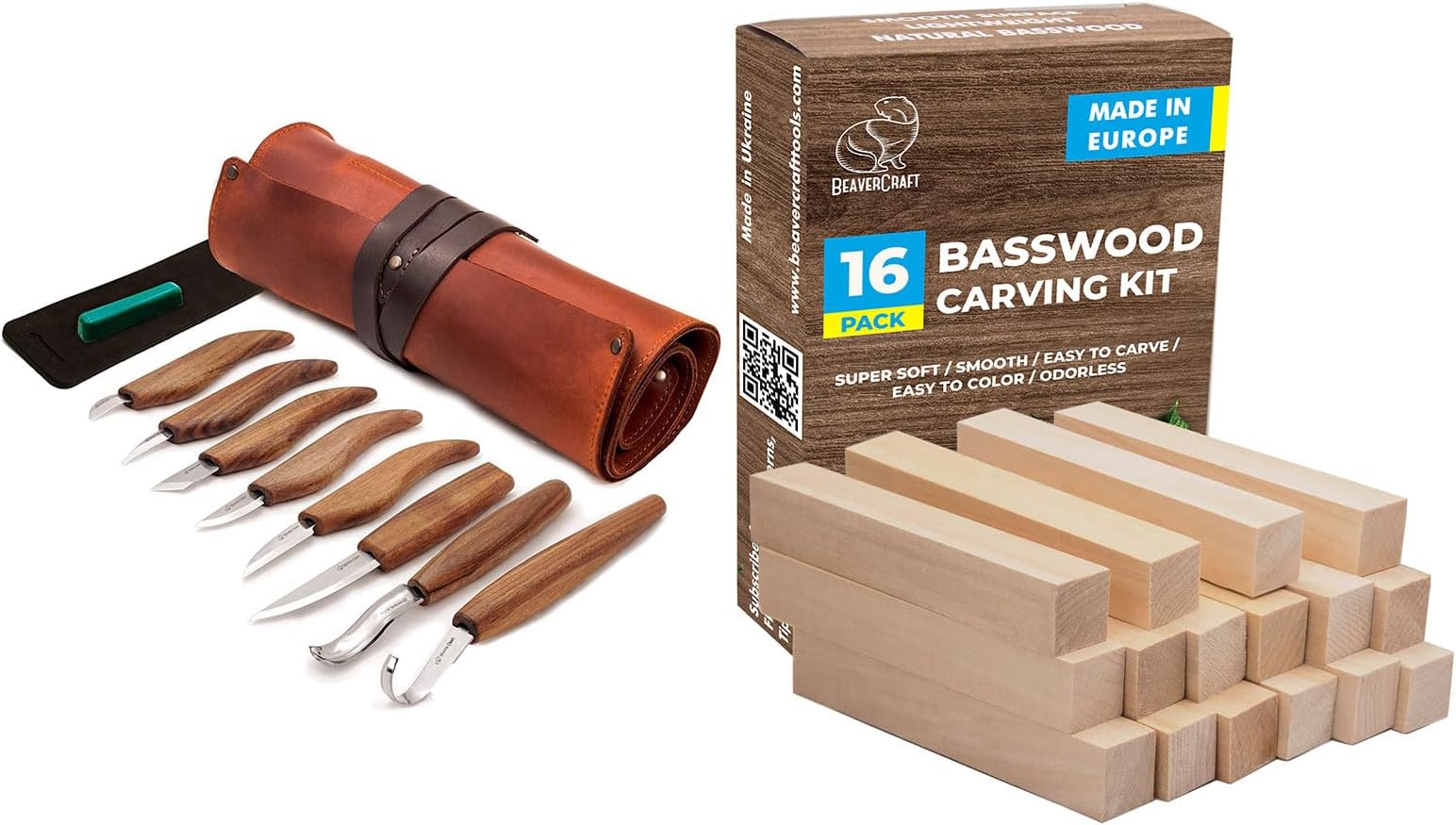 Amazon.com: BeaverCraft S18X Deluxe Wood Carving Kit BW16 pcs Basswood ...