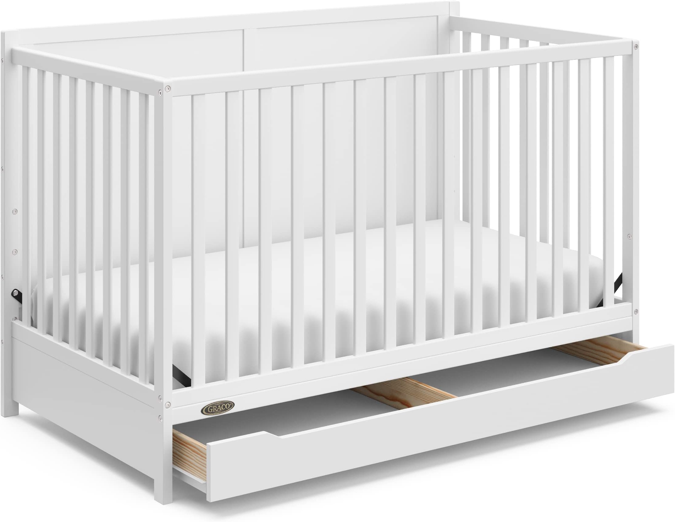 Amazon.com: Graco Hadley 5-in-1 Convertible Crib with Drawer (Pebble ...