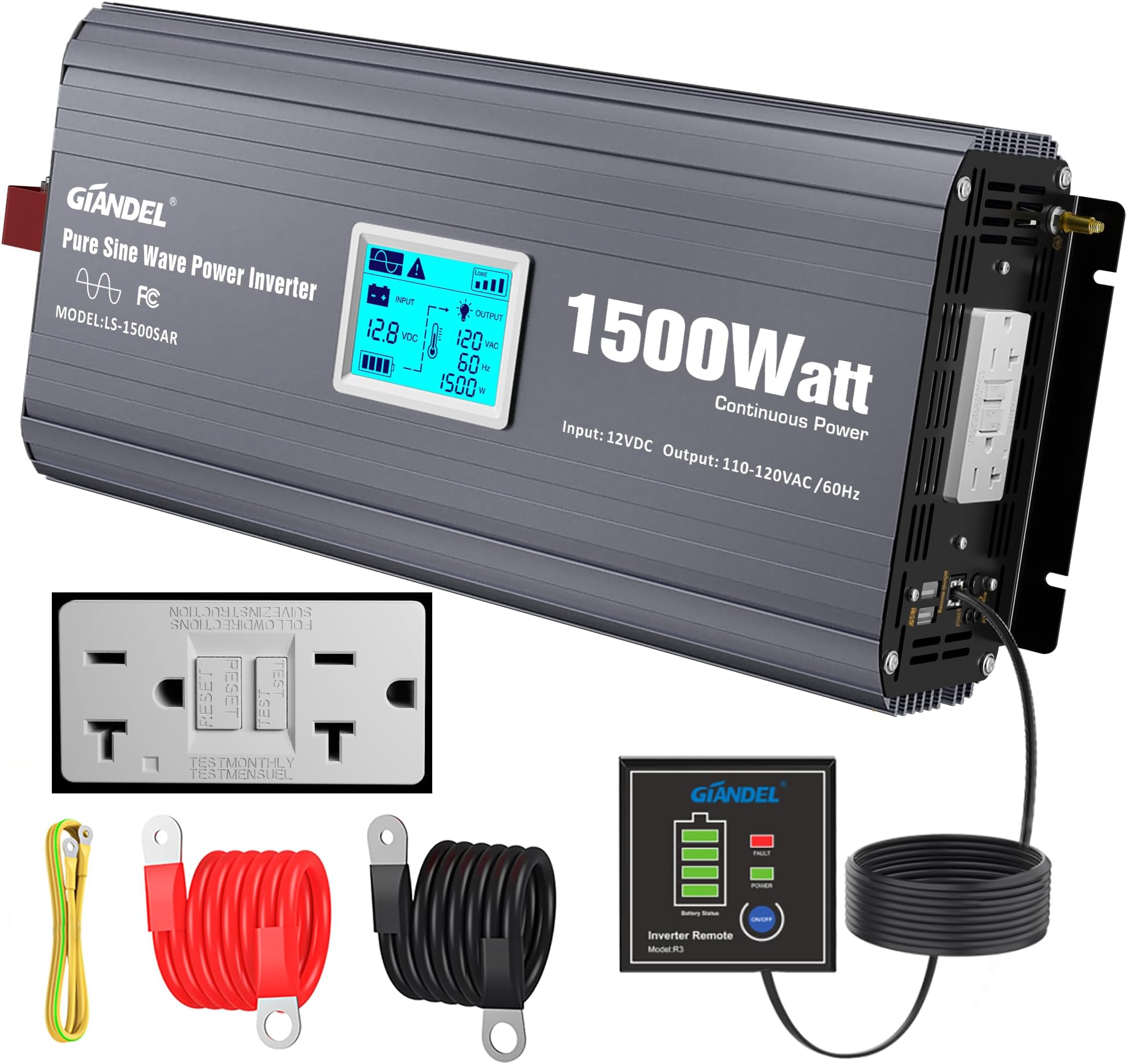 Amazon.com: GIANDEL 1500 Watt Pure Sine Wave Power Inverter with UL458 ...