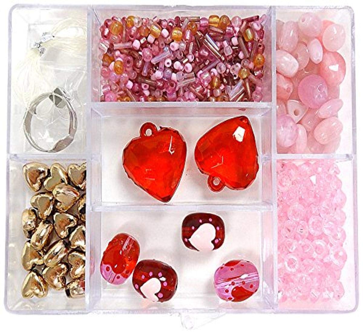 Amazon.com: Linpeng Bead Box with FREE spacers and charms, Heart Red ...