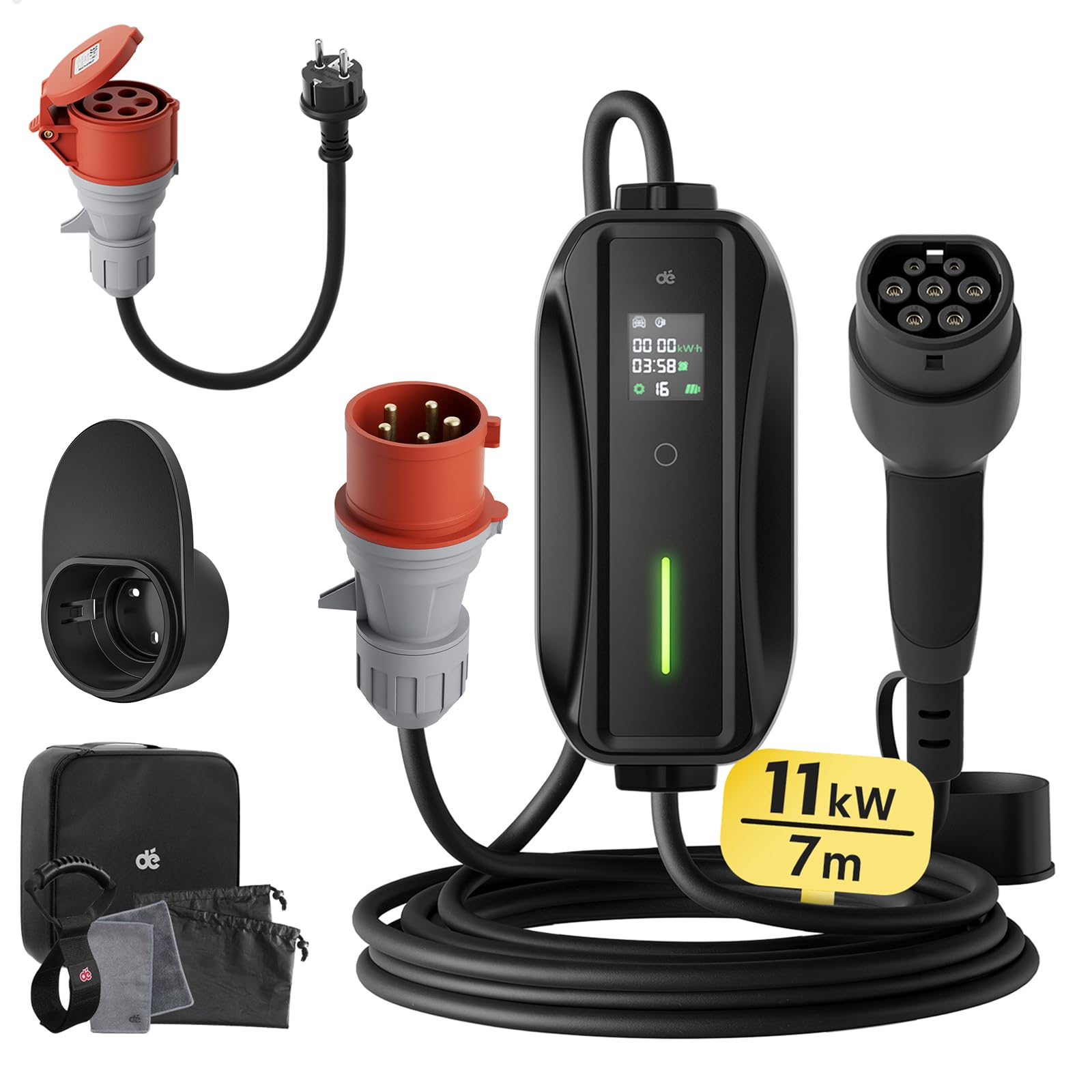 dé Mobile Wallbox/Ladestation 11kW [3-phasig|7m|6-16A] mit ...