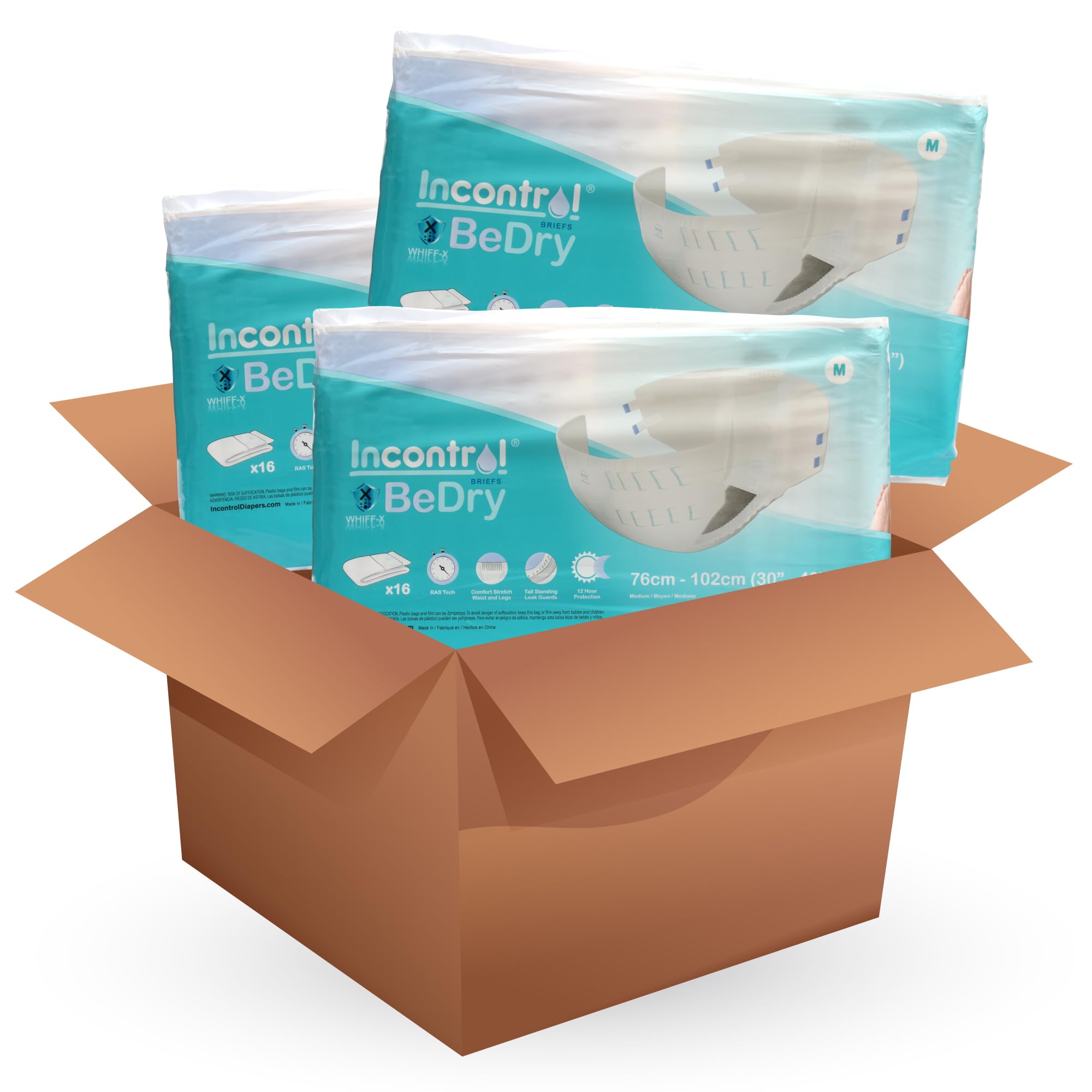 InControl BeDry Premium Incontinence Tabbed Briefs for Women and Men ...