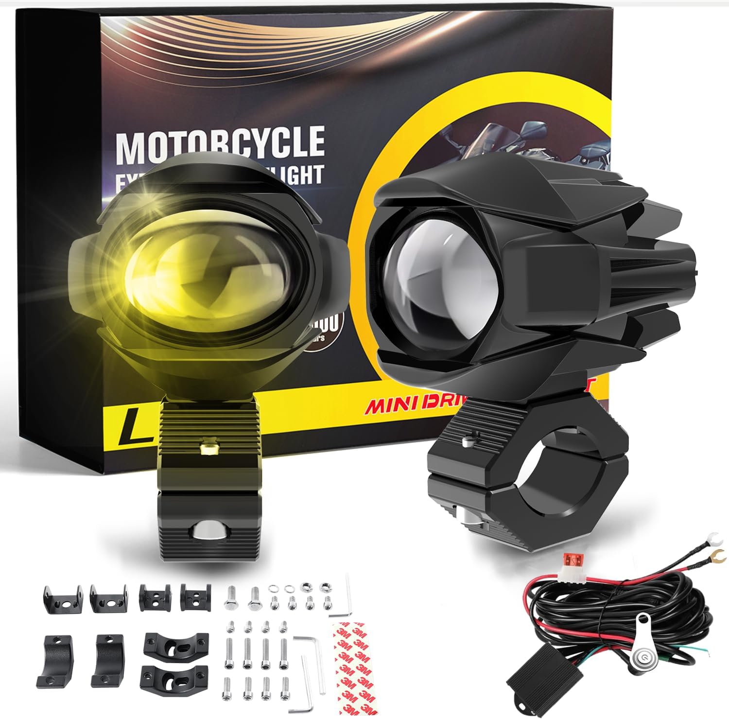 Amazon.com: CO LIGHT LED Motorcycle Fog Lights 60W 20000LM Auxiliary Driving Lamp 3" Work ...
