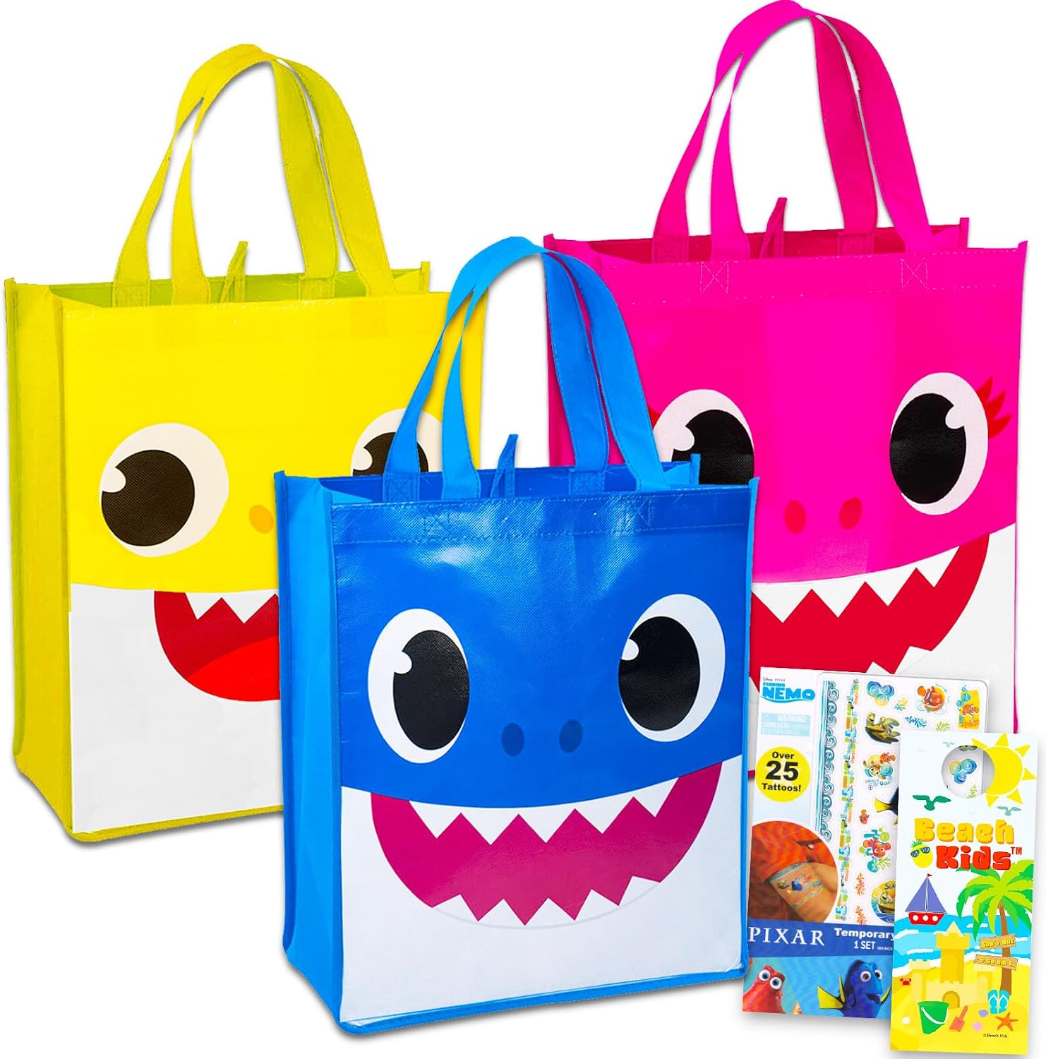 Amazon.com: Baby Shark Tote Bag Bundle - 3 Reusable Grocery Bags ...
