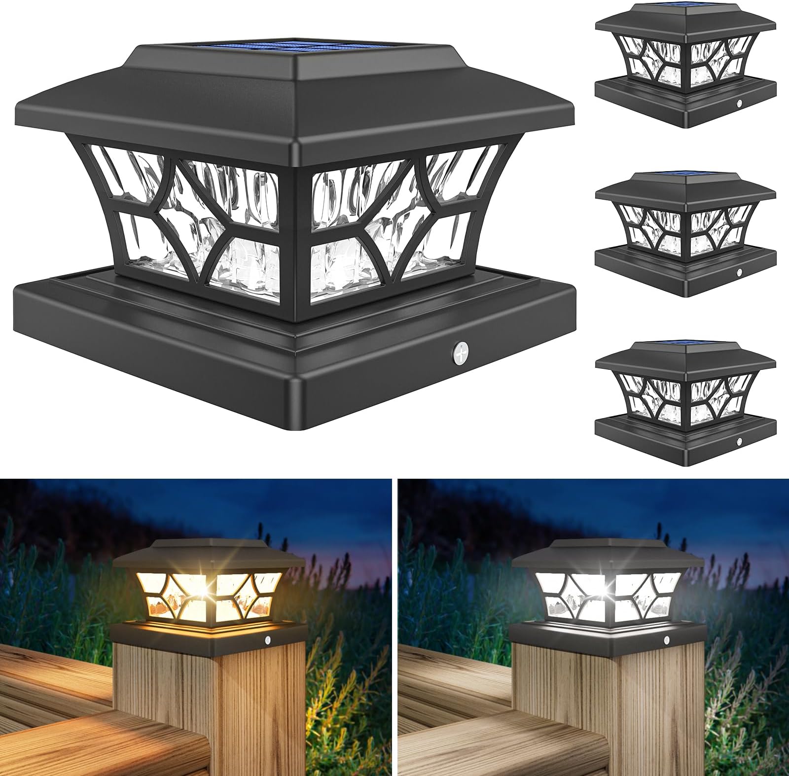 VOLISUN Solar Post Cap Lights Outdoor, Solar Powered Fence Post Cap ...