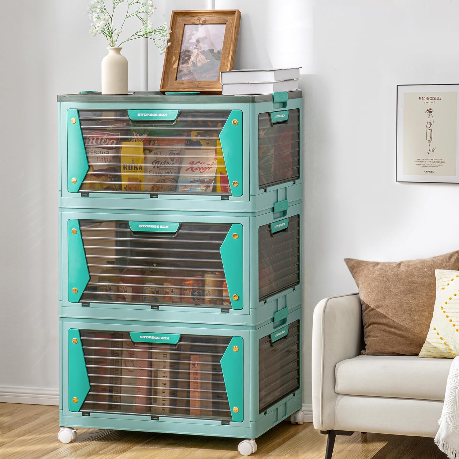 Amazon.com: Homeforce Collapsible Storage Bins with Lids and Wheels ...