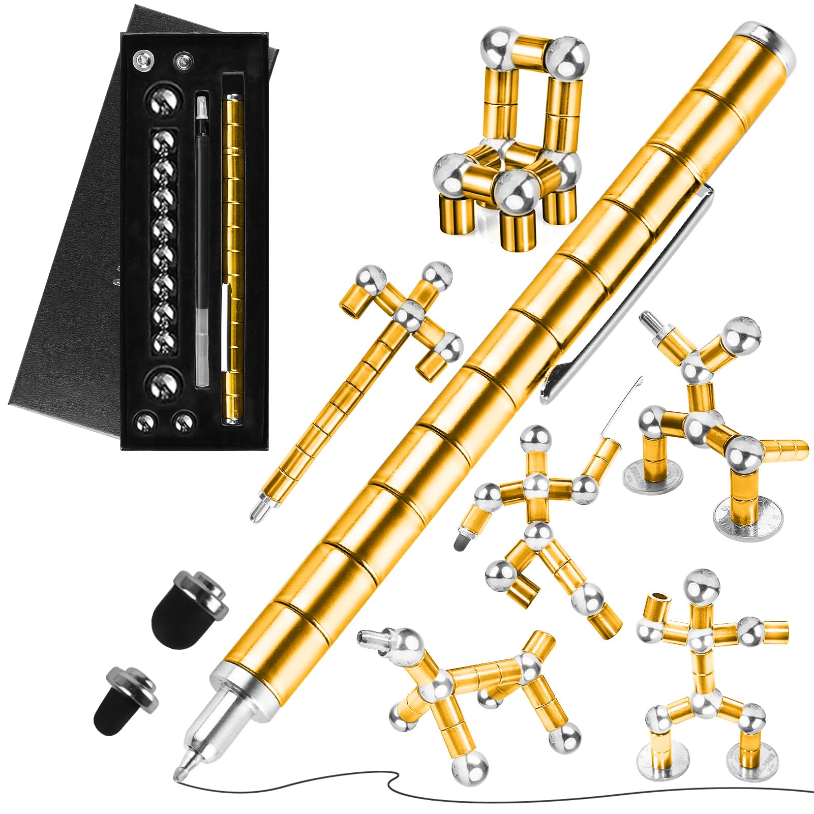 Amazon.com: Moonhua Magnetic Pen Fidget Toy, Gold Magnet Metal Writing ...