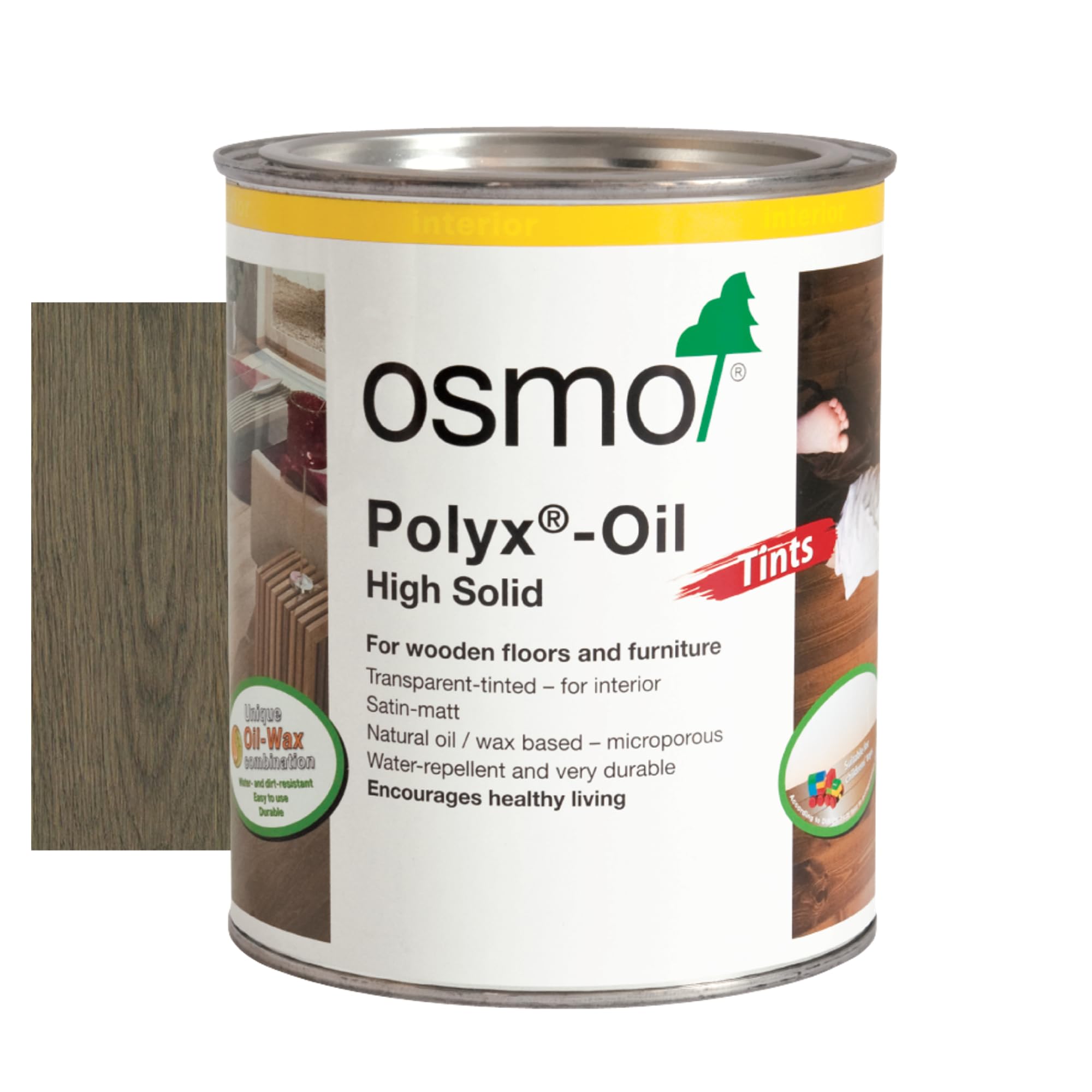 Osmo Polyx®-Oil Tints - Hard Wax Oil 3074, Graphite Satin Finish, 750ml - Durable Wood Oil for ...