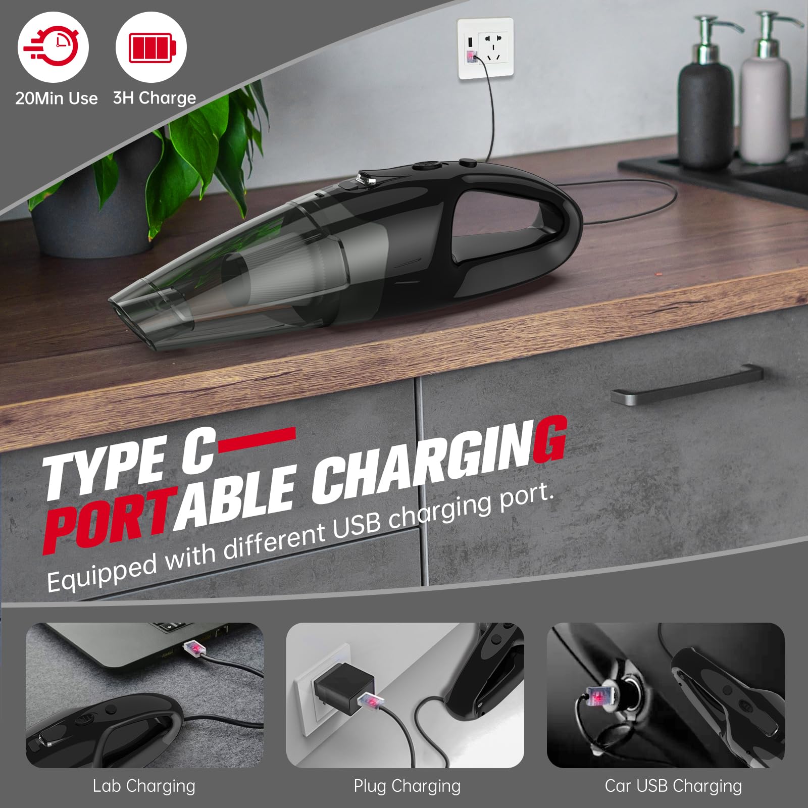 Snapklik.com : Handheld Vacuum Cordless Rechargeable, Lightweight Mini ...
