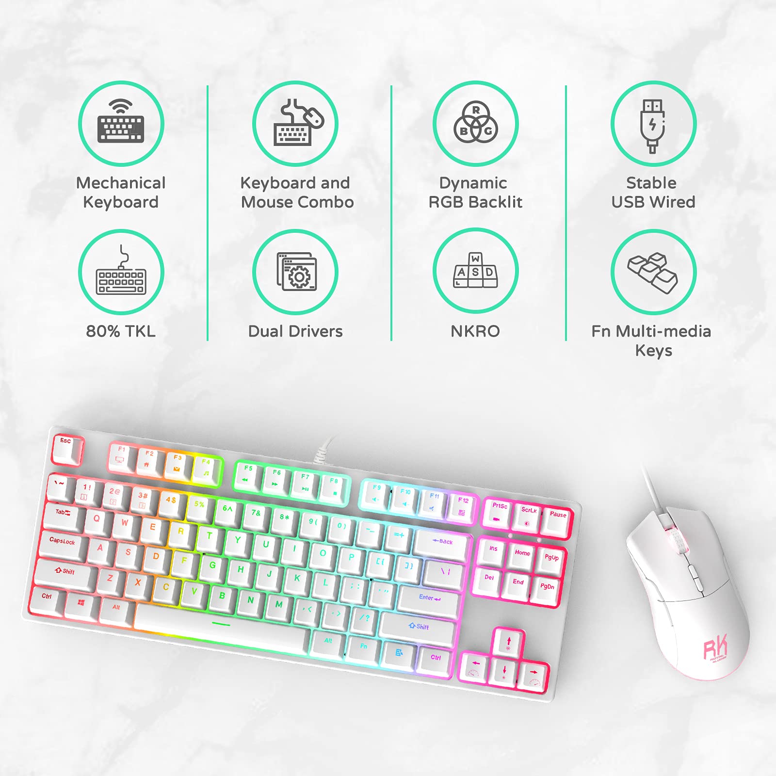 Buy RK ROYAL KLUDGE RGB 60% Mechanical Keyboard and Mouse Combo, RK987 ...