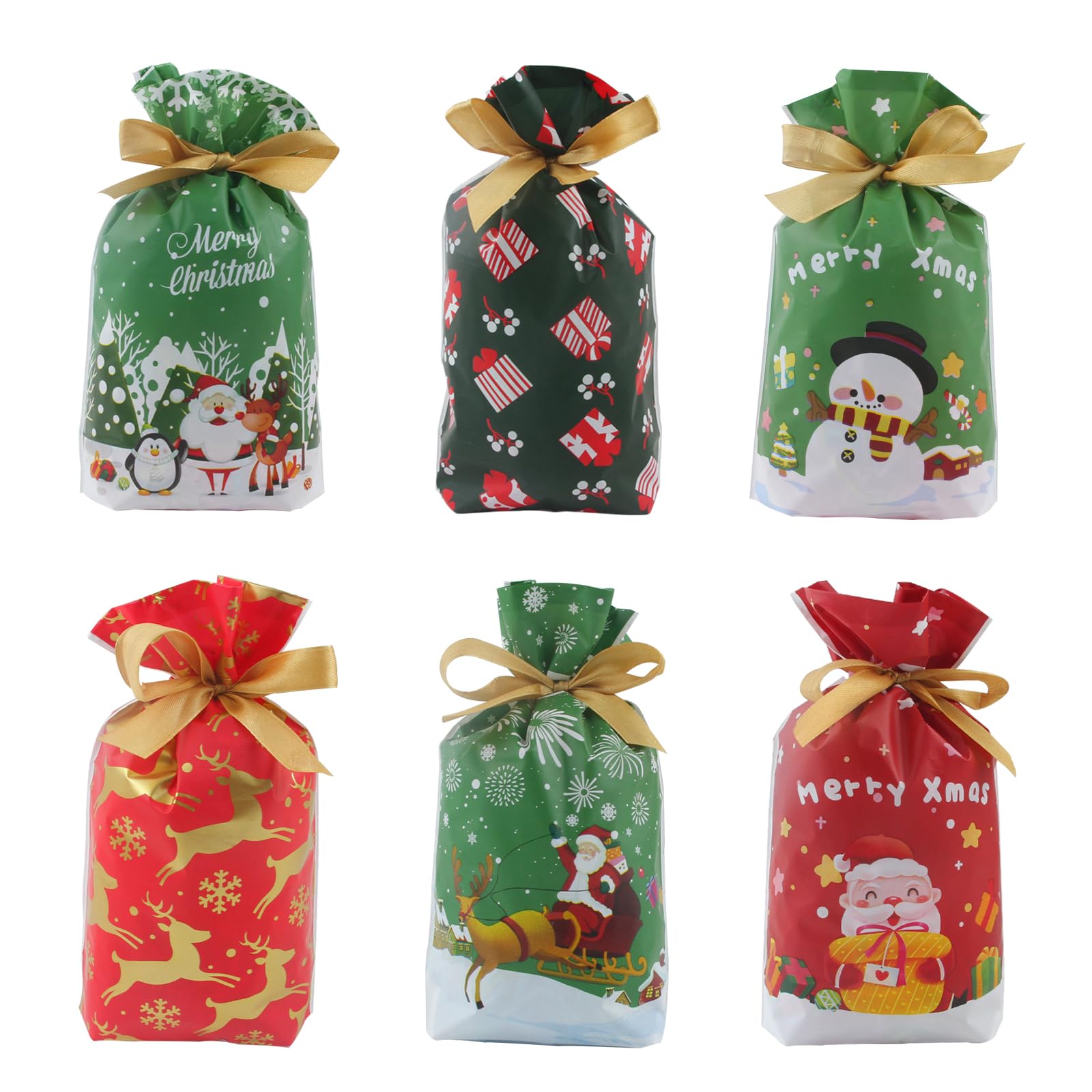 Christmas Drawstring Gift Bags, Fyvadio 48PCS Wrapping Gift Bags, Bags ...