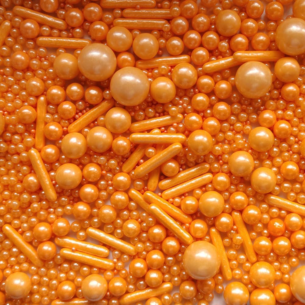 Amazon.com: Edible Orange Pearl Sugar Sprinkles Candy Mix Size Baking ...