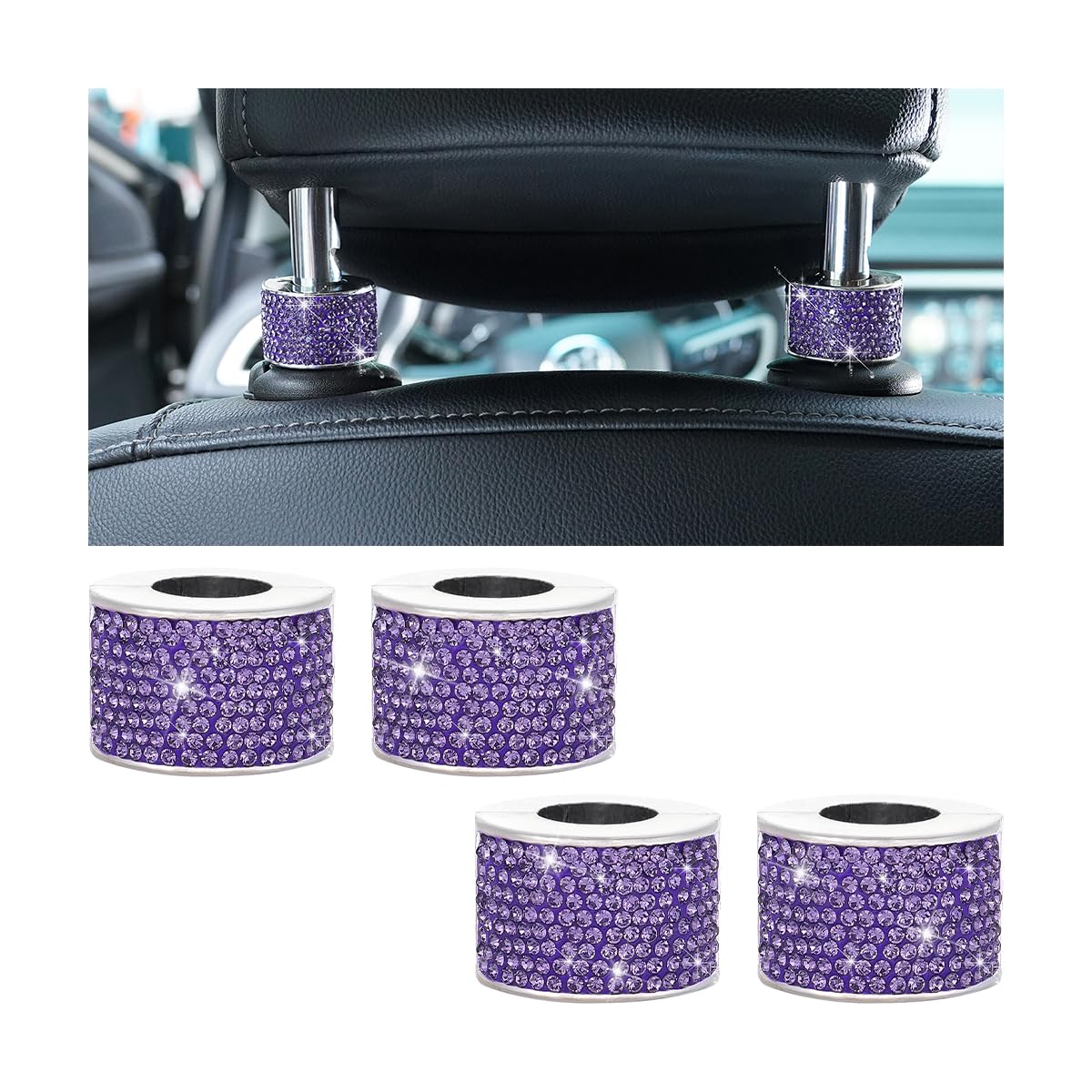 Amazon.com: KHGUZ 4PCS Bling Car Headrest Collars, Crystal Rhinestone ...