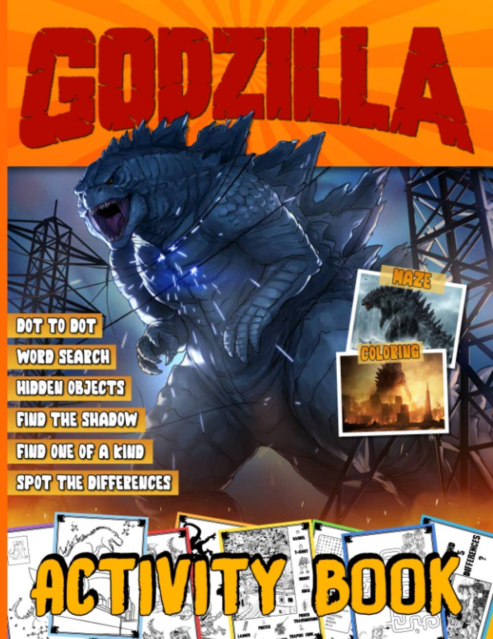 Buy Godzilla Activity Book: Wonderful Word Search, Find Shadow, Spot ...