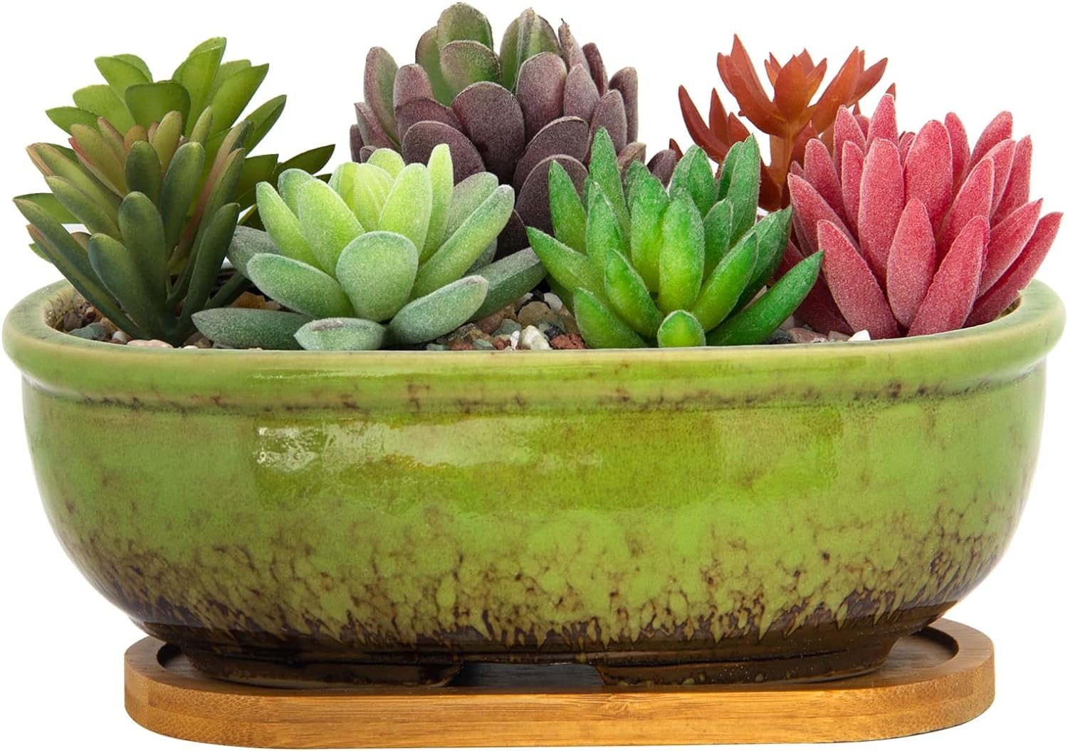Amazon.com: Succulent Pots, 7.9 Inch Long Rectangular Succulent ...