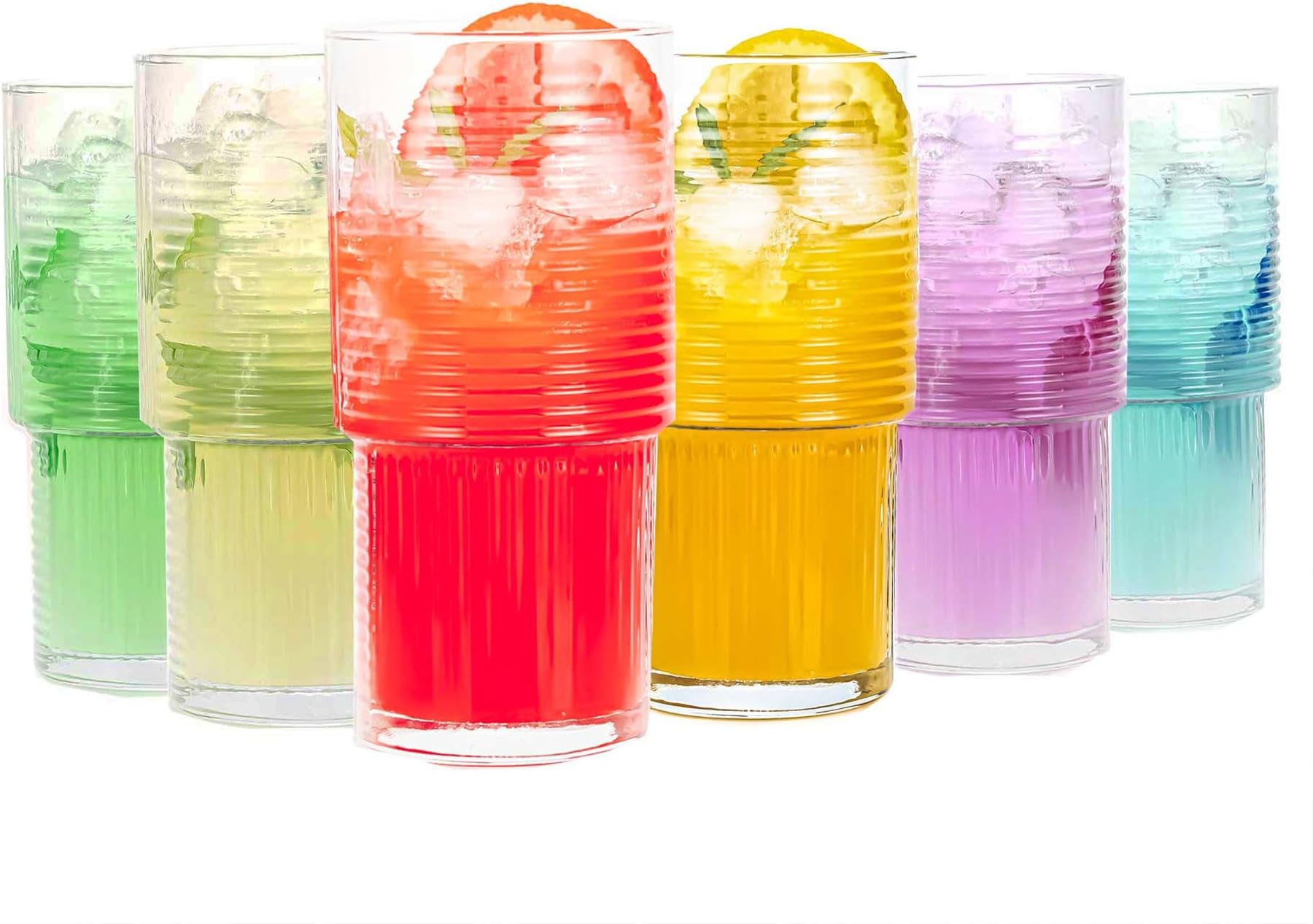 Amazon.com | the mask el turko Ribbed Glasses, Highball Glass Cup, 6 ...