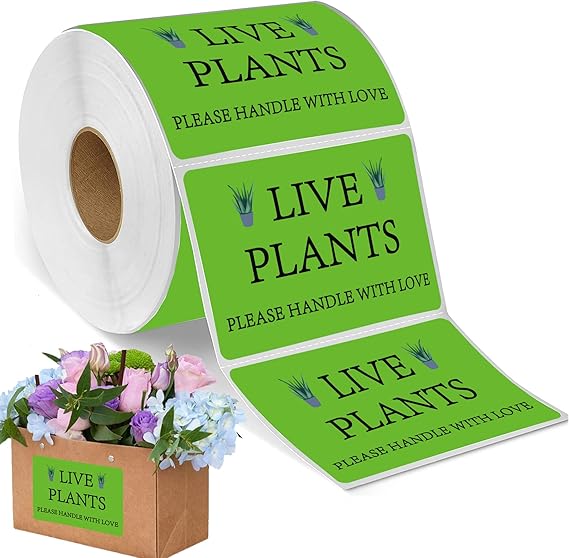 Amazon.com : 300 pcs Green Live Plants Stickers 2x3 inch Please Handle ...