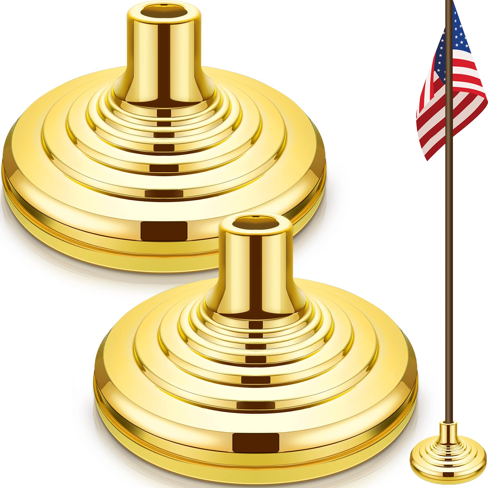 Amazon.com : Taiyin 2 Pcs Flag Stand Gold Flag Base Plastic Flag Pole ...