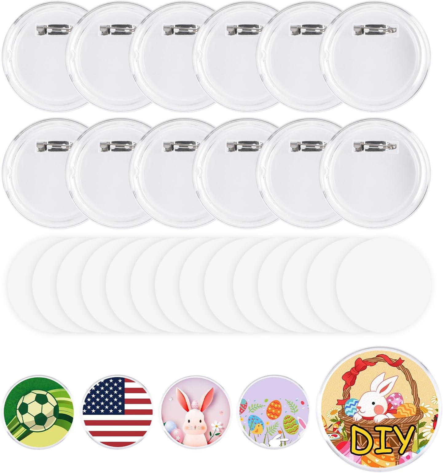 Amazon.com: 3.15 Inch Clear Button Badge with Pin,30 Pack Acrylic ...