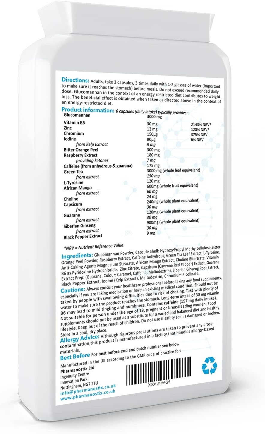 Glucomannan Complex – 3000mg – Fibre Diet Supplement Complex Capsules ...
