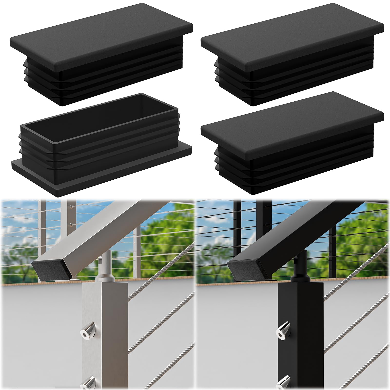 Snapklik.com : Gyykzz 4 Pack Plastic Handrail End Cap For Stainless ...