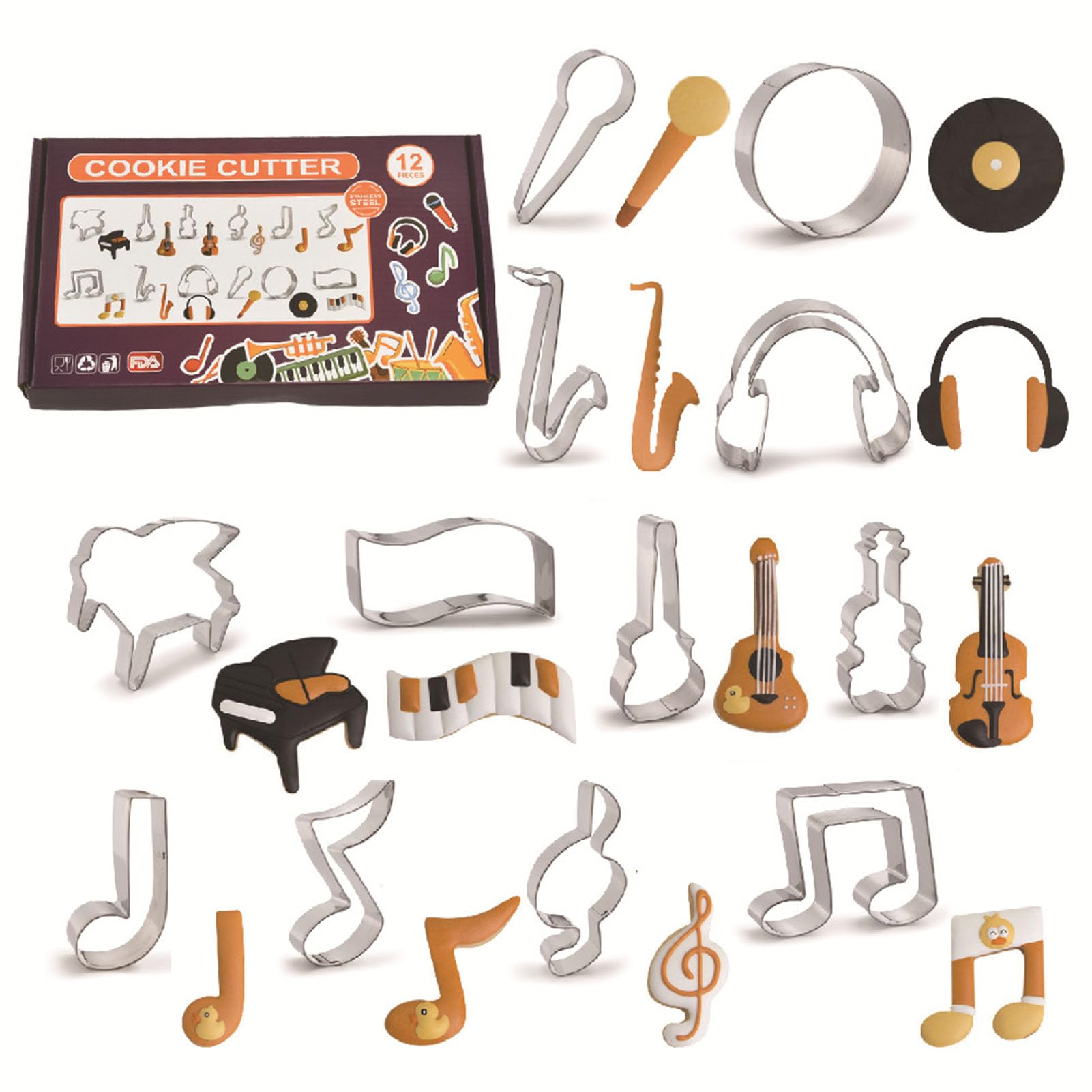 Amazon.com: Nudurom 12PCS Music Cookie Cutters Set, Metal Note Fondant ...