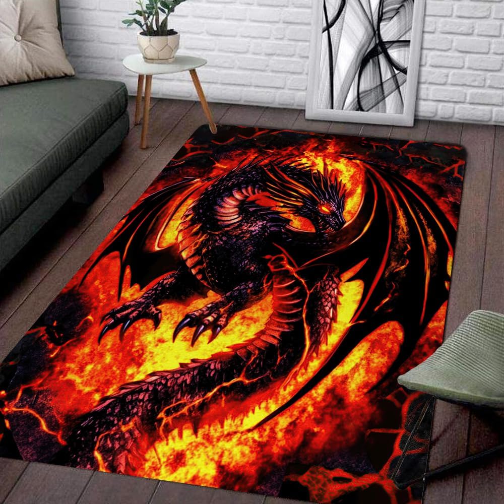 Amazon.com: CHILLGEN Custom Dragon Rugs for Living Room - Dragon Area ...