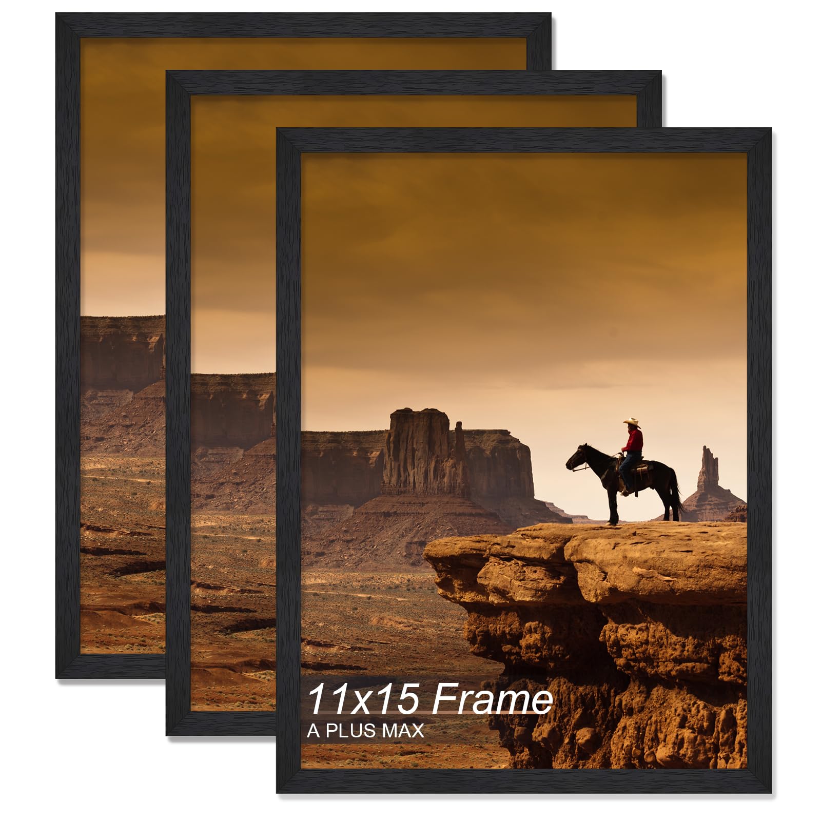 Snapklik.com : A PLUS MAX 11x15 Picture Frame Set Of 3, Black ...
