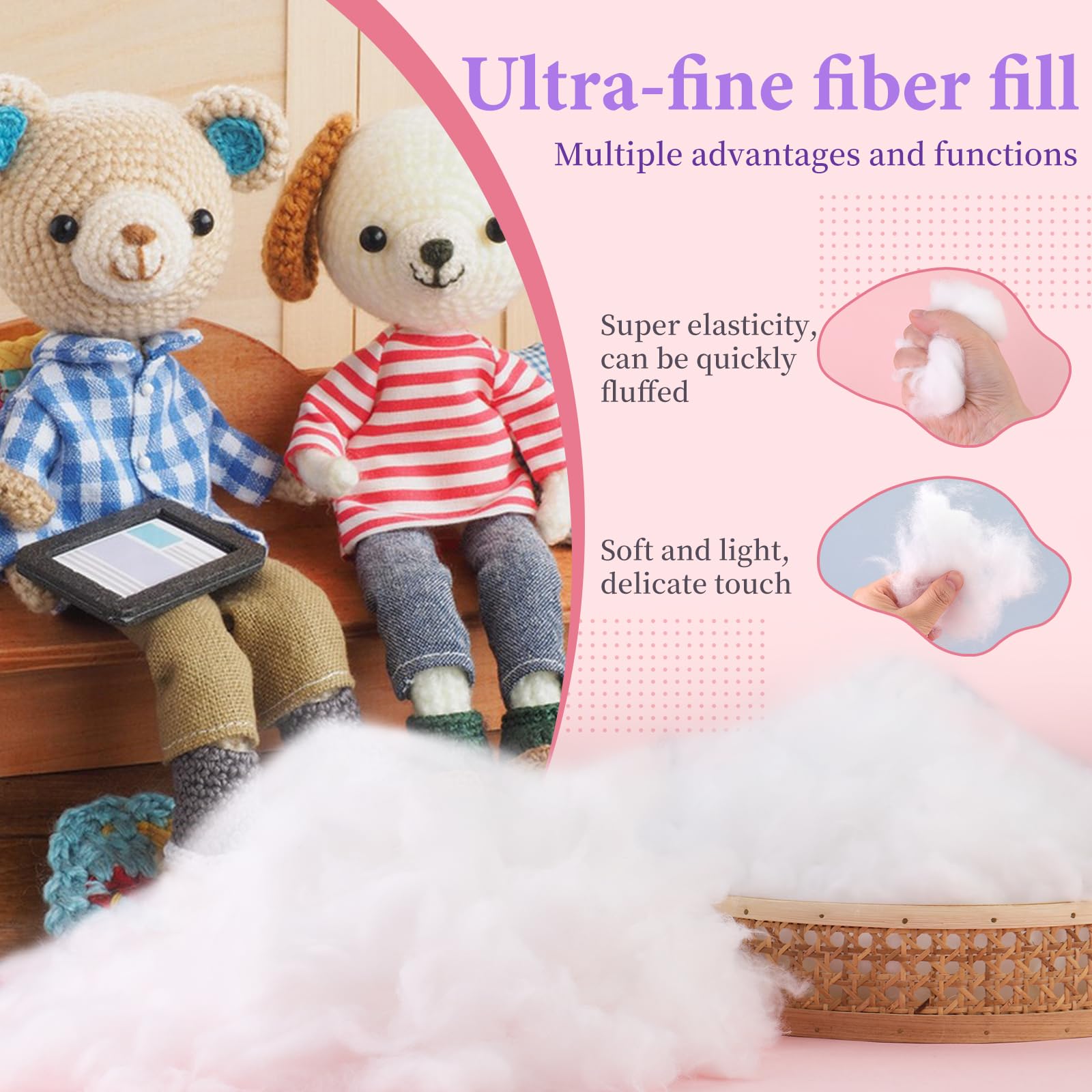 luokefe 200g/7oz Fiberfill Stuffing, Poly Filling Stuffing, Soft Down ...