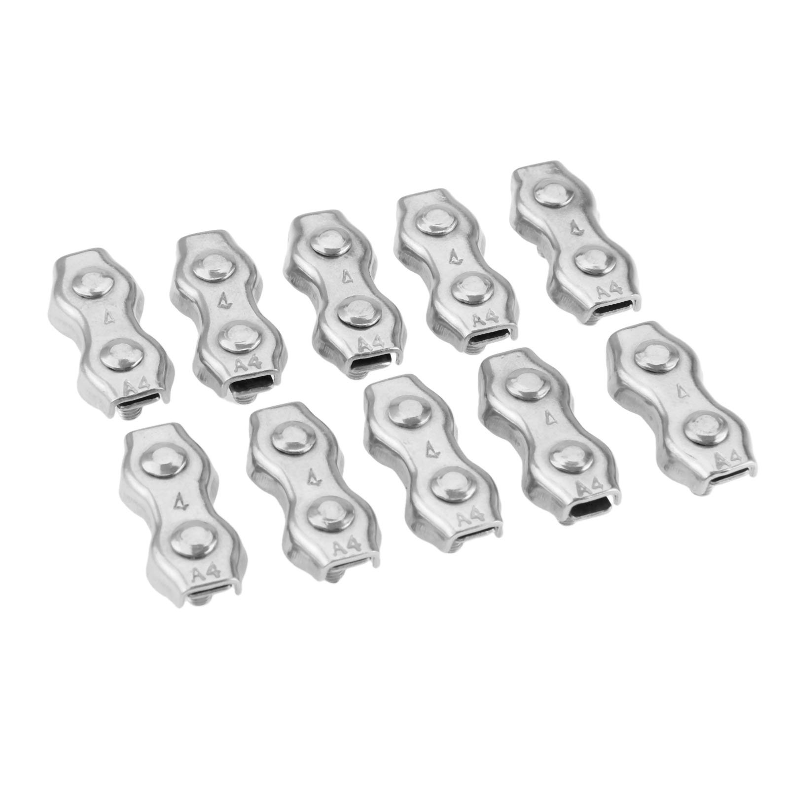 316 4mm 10 Pcs Duplex Wire Rope Grips Stainless Steel Cable Clamp Clips ...