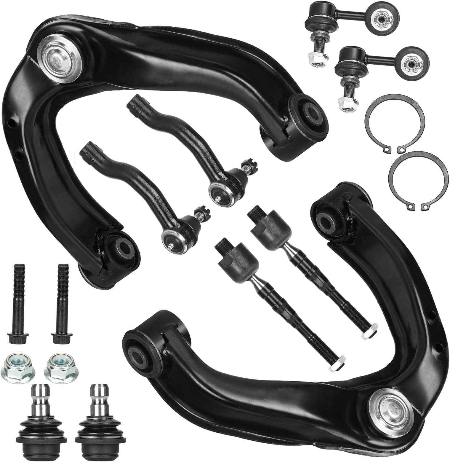 Amazon.com: Front Upper Control Arms + Sway Bars End Link + Tie Rods ...