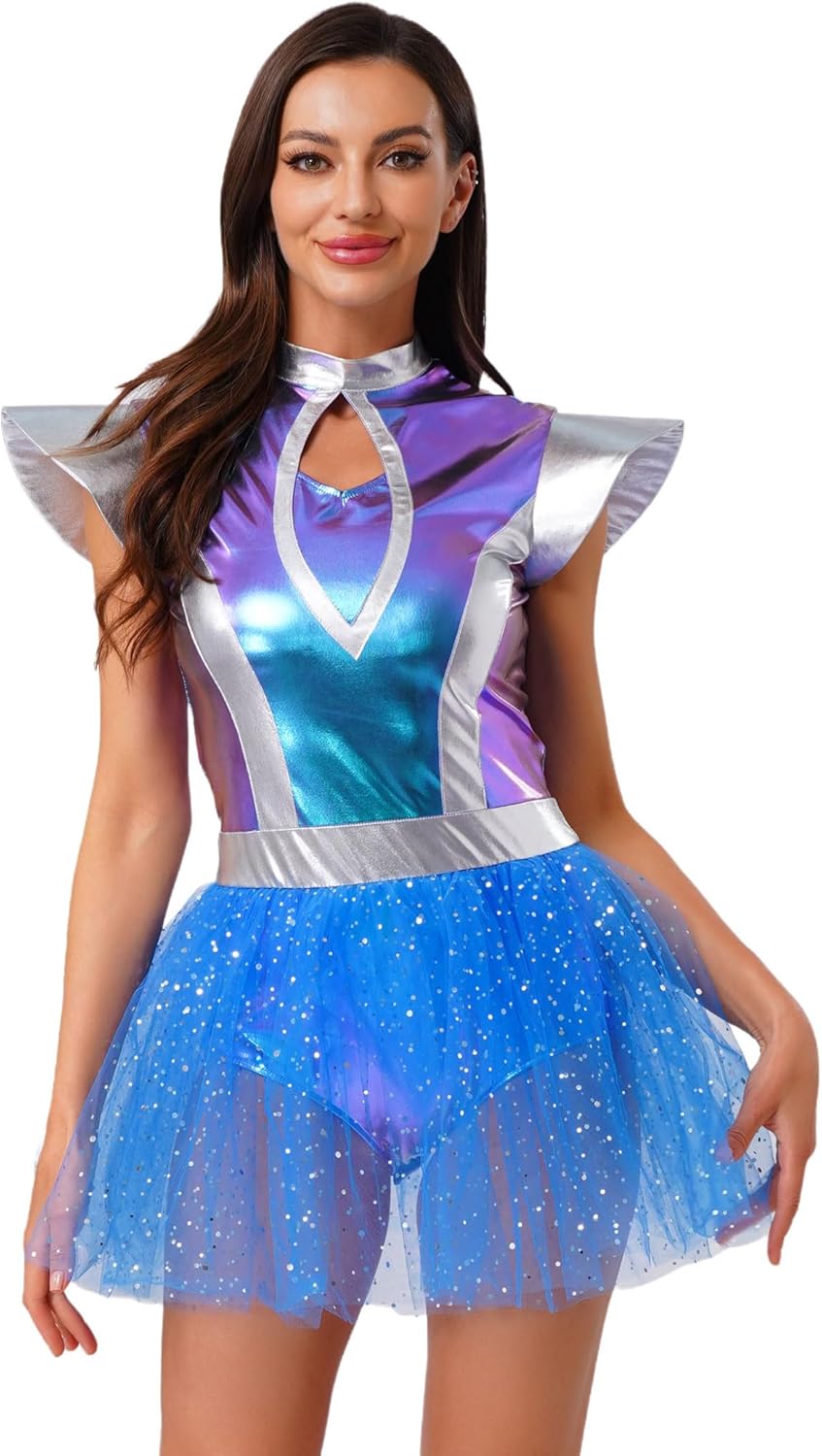 Amazon.com: Hedmy Women's Outer Space Cadet Outfits Alien Cosplay Fly ...