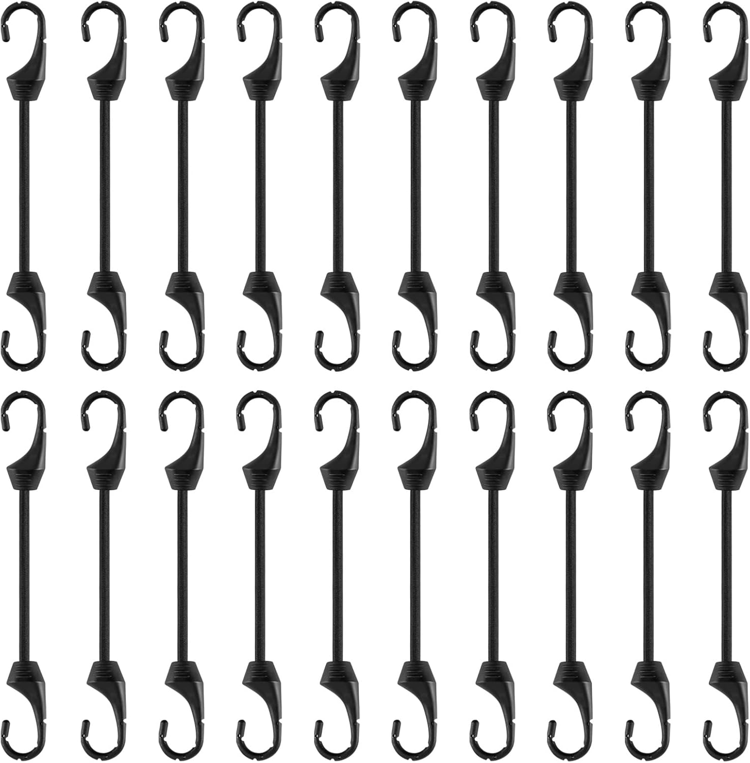 4 Inch Mini Bungee Cords with Hooks,20 PCS Black Bungee Cords Hooks ...