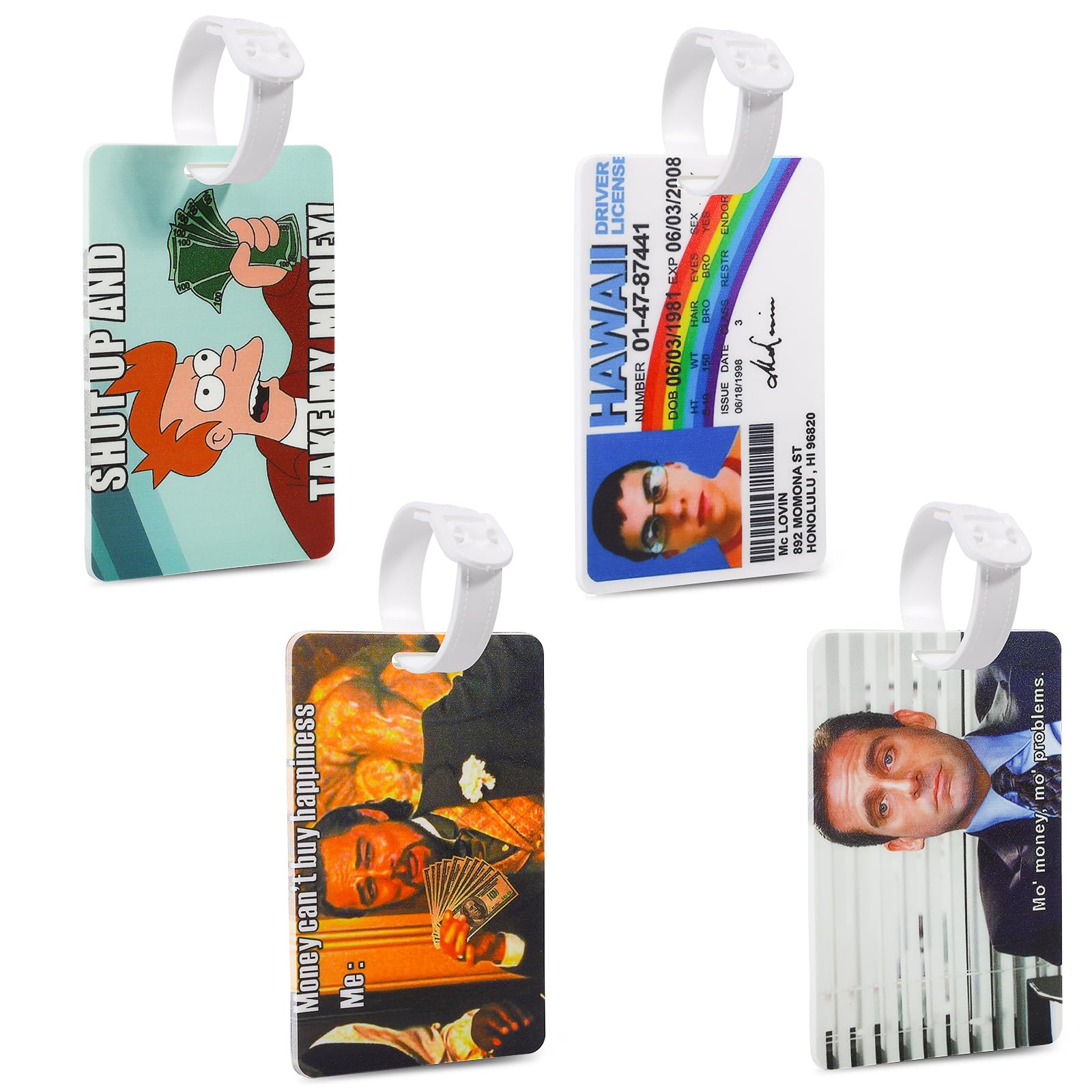 Amazon.com: Pounchi Funny Meme Luggage Tags (4 Pack) Funny Cartoon ...