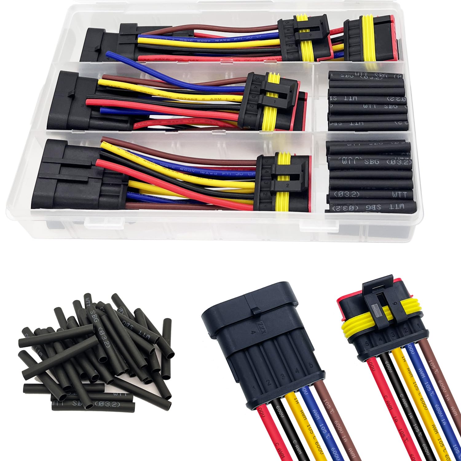 Snapklik.com : 6 Kit 16 AWG 5 Pin Connector Car Waterproof Wire ...