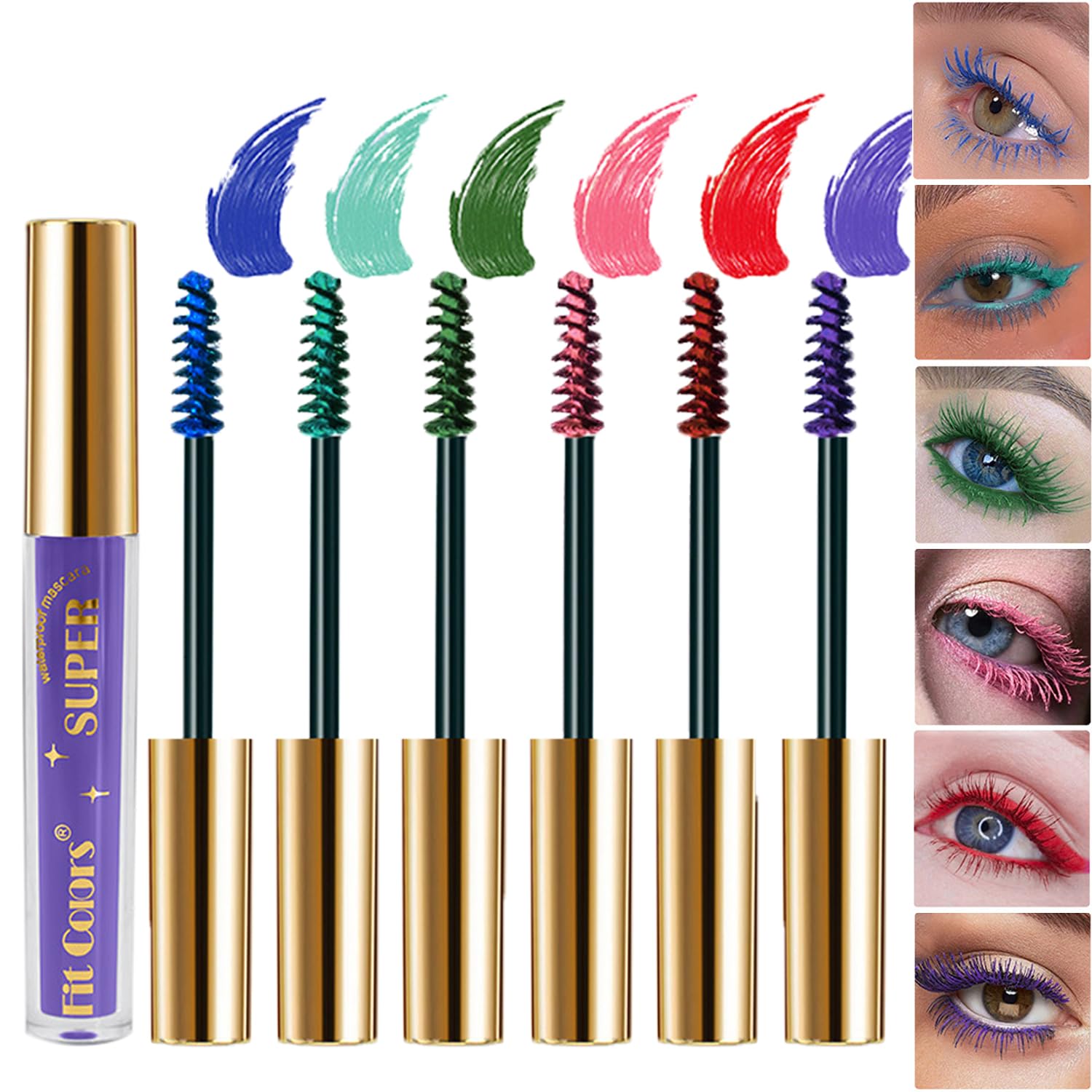 Amazon.com : 6 Colors Colored Mascara Set, Colorful Waterproof Mascara ...