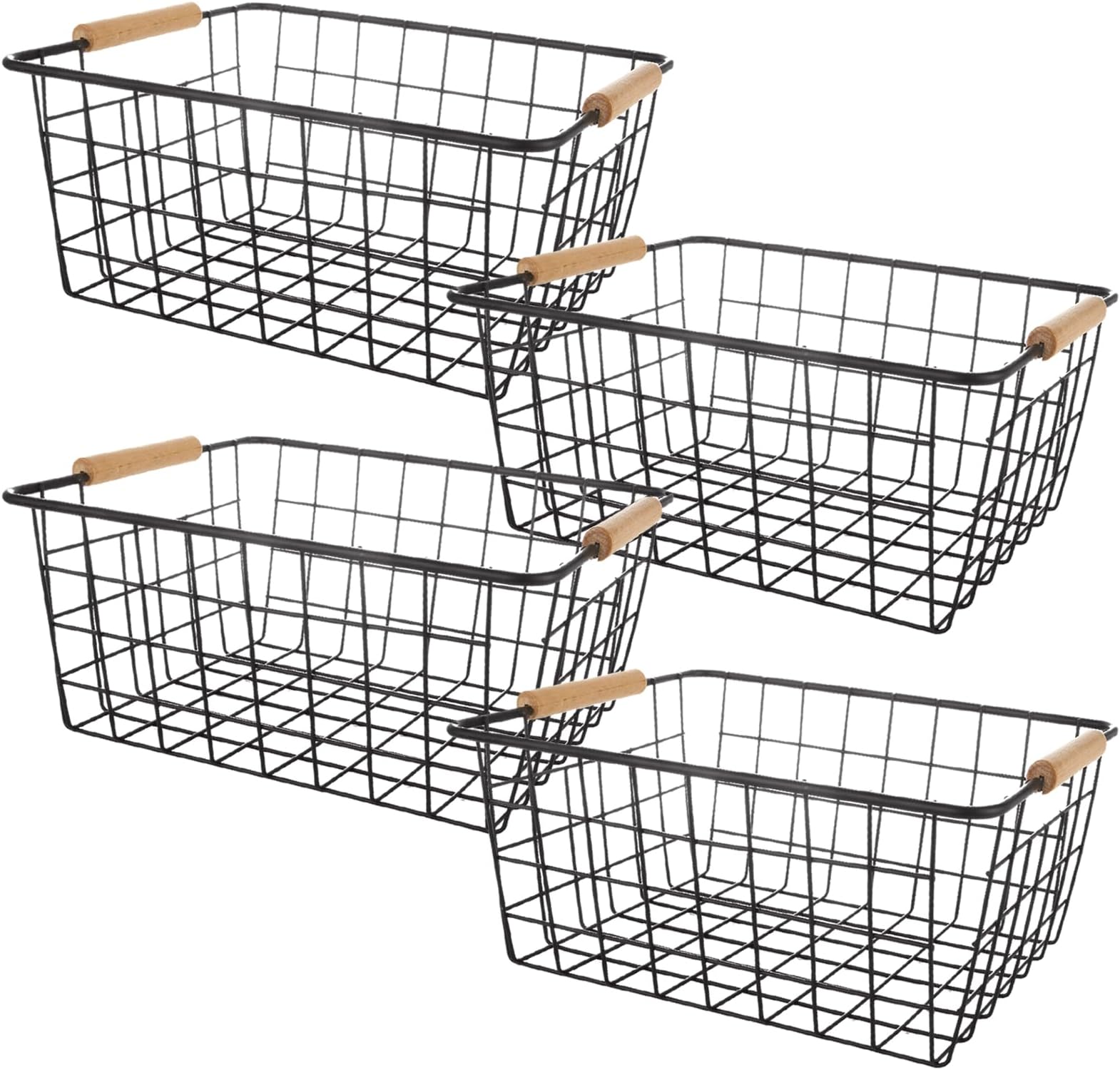 Amazon.com: LDHHYH 4 Pack Black Metal Wire Storage Baskets, Pantry ...