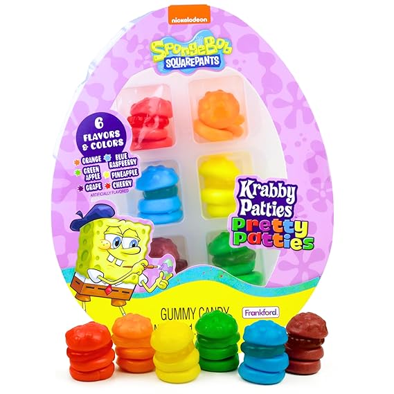 Amazon.com : SpongeBob Krabby Patty Gummies, Assorted Rainbow Pretty ...