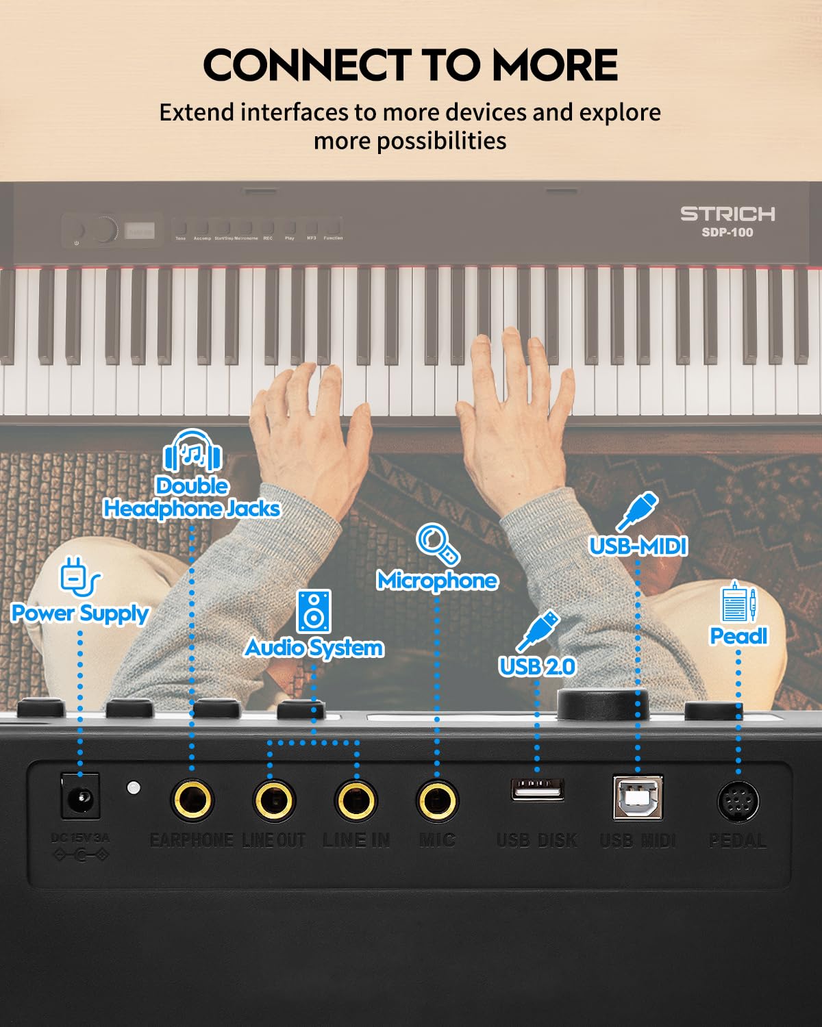 Snapklik.com : STRICH Digital Piano 88 Keys, Hammer Action Fully ...